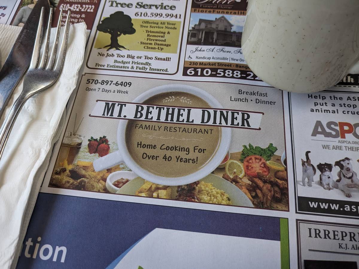 Menu at Mt Bethel Diner restaurant, Portland, N Delaware Dr