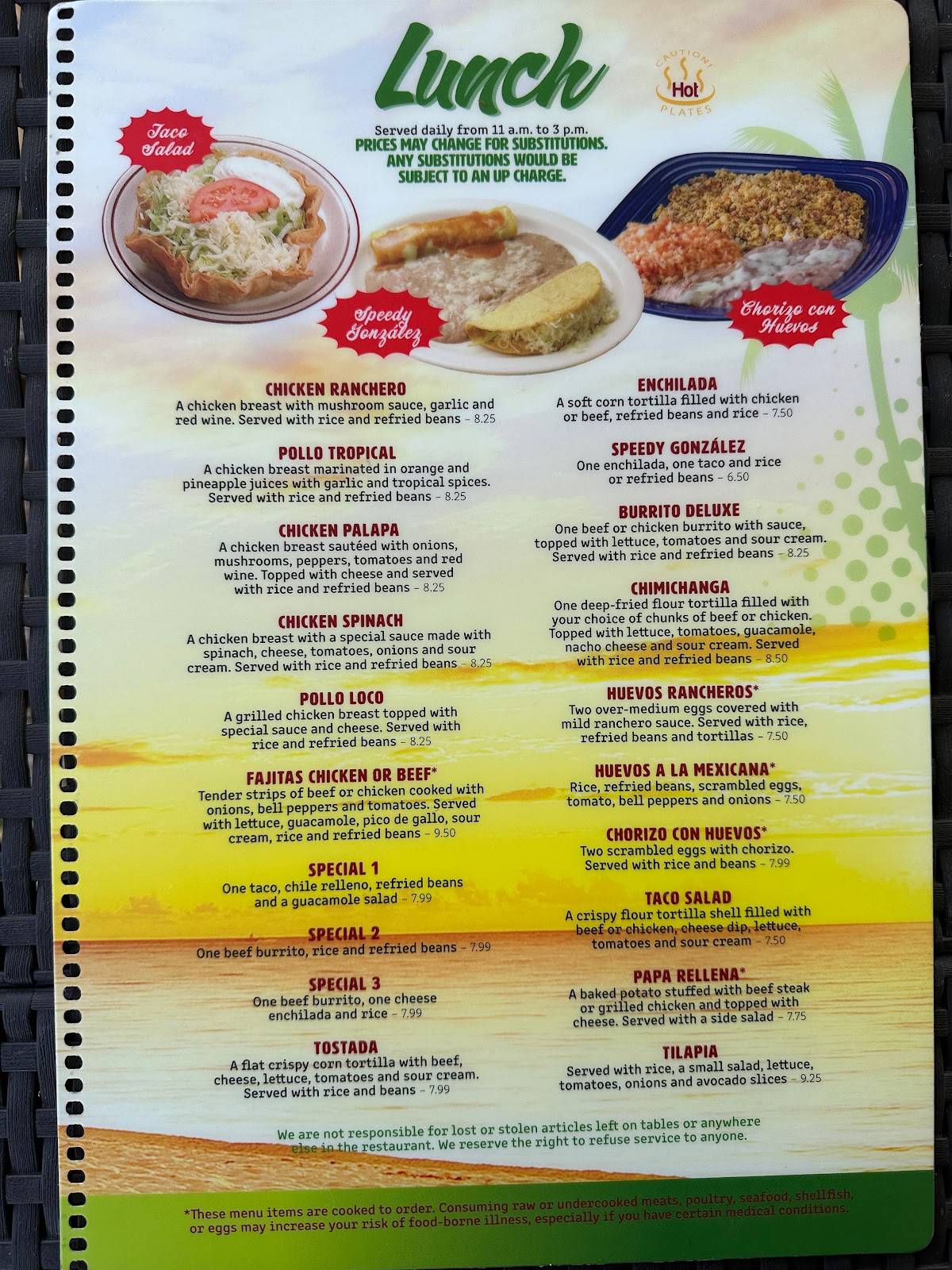 Menu at Mucho Kaliente Mexican Restaurant, East Ellijay