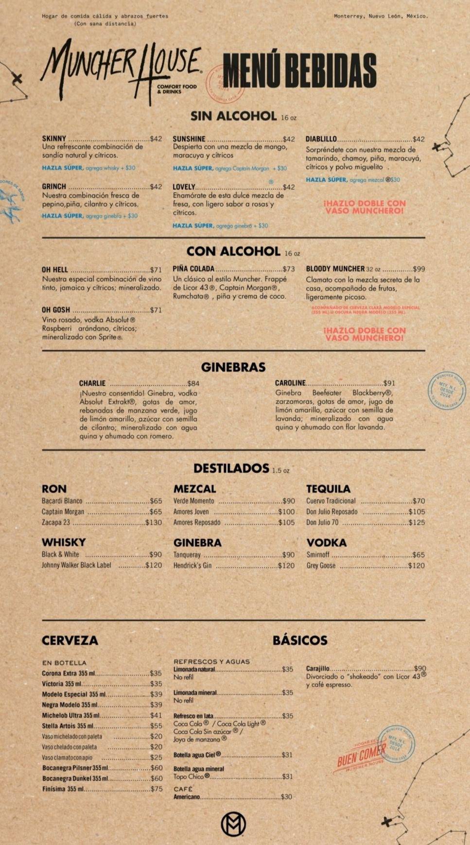 Menu at Muncher House Tec pub & bar, Monterrey, Av. Eugenio Garza Sada Sur 2408