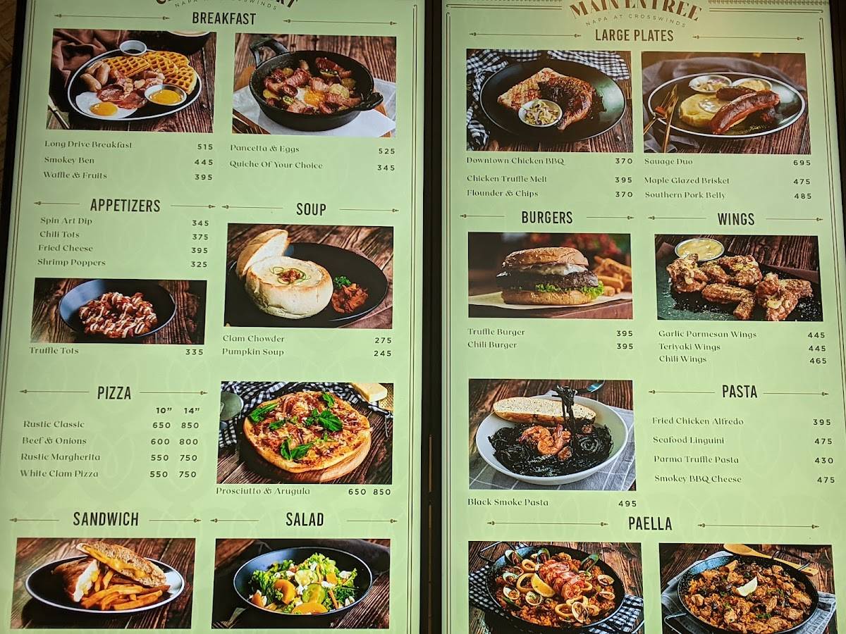 Menu at Napa at Crosswinds restaurant, Tagaytay
