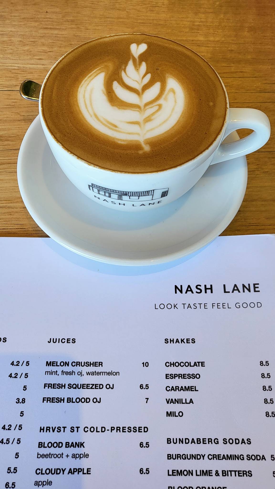 Menu at Nash Lane cafe, Mildura, 163-165 Tenth St
