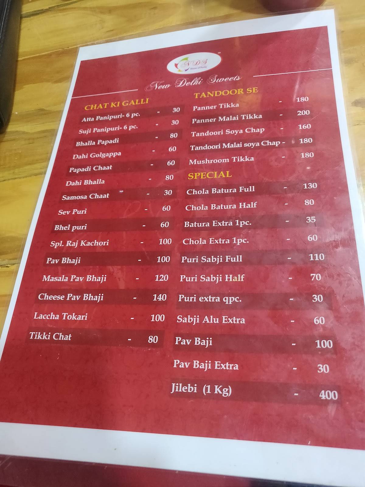Menu at New Delhi Sweets, Visakhapatnam, 53