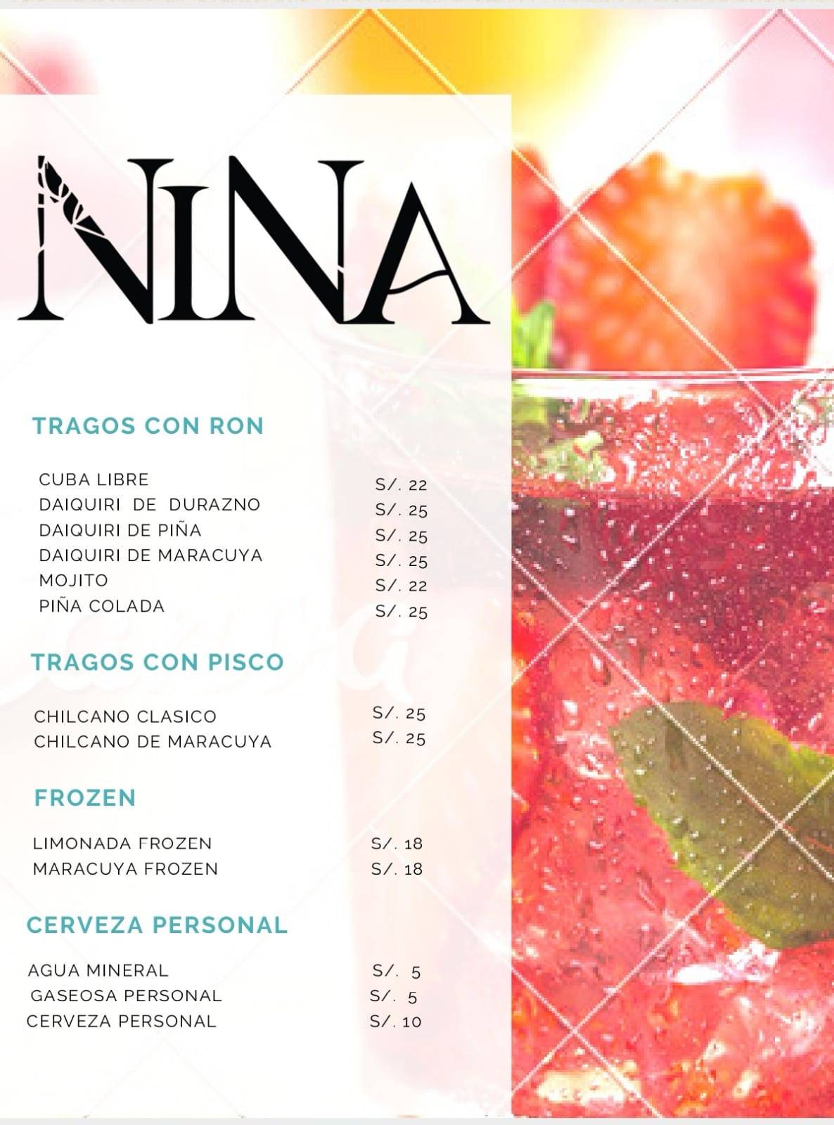 Menu at Nina Restaurante, Piura