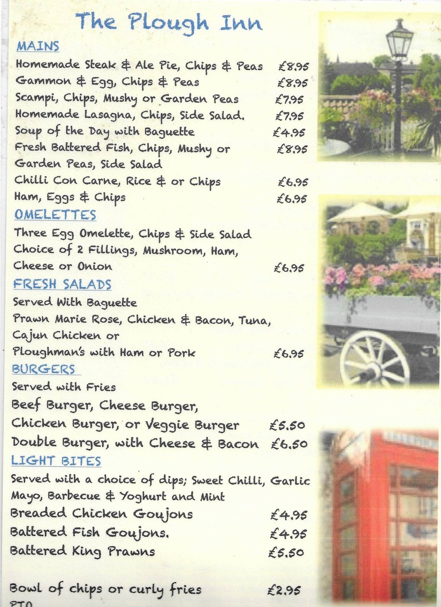 Menu at The Plough Inn pub & bar, Wysall, Keyworth Rd