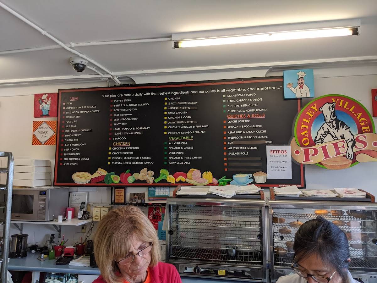 Menu at Oatley Village Pie Shop restaurant, Oatley