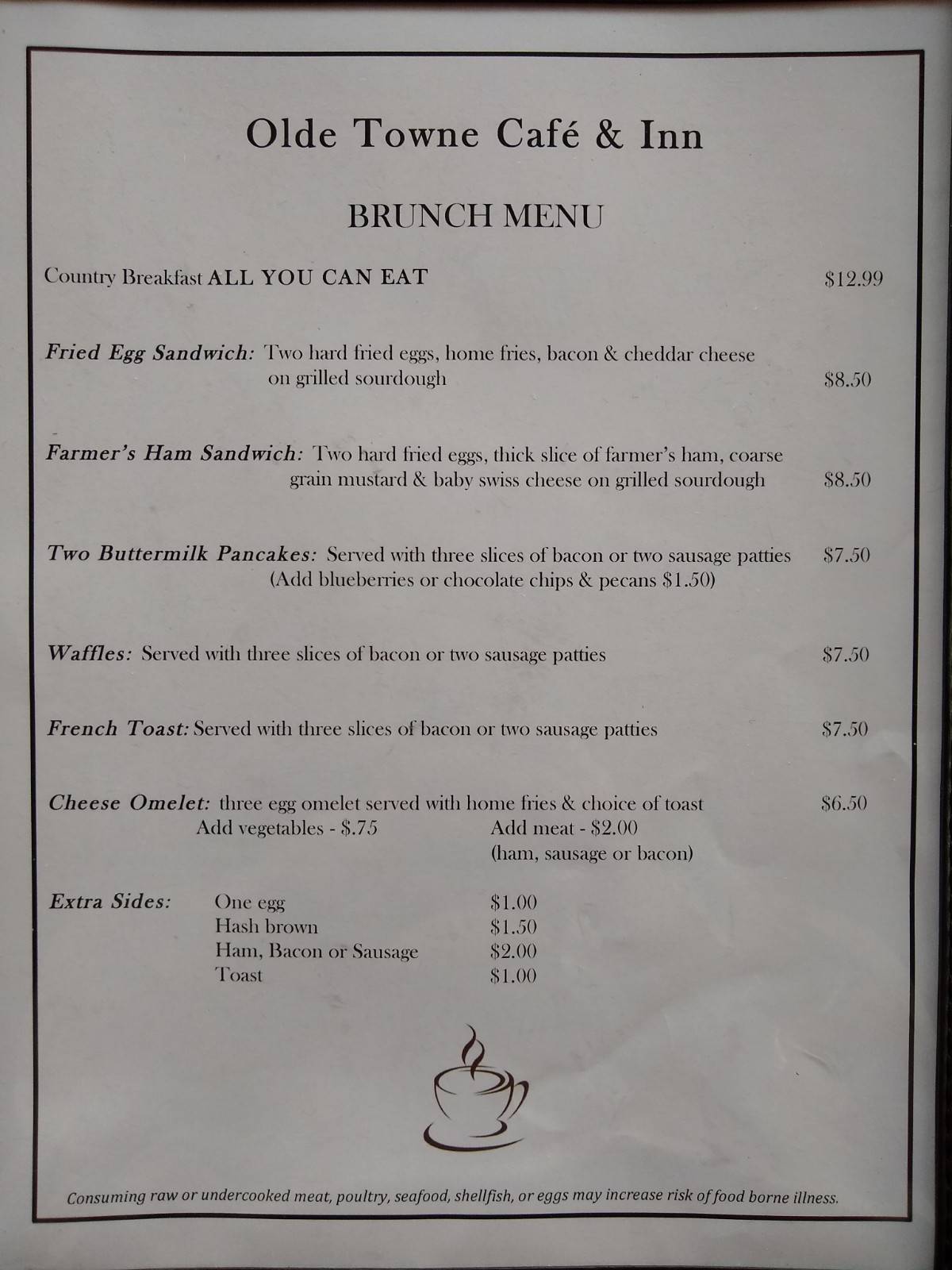 Menu at Olde Towne Cafe and Inn LLC, Pataskala