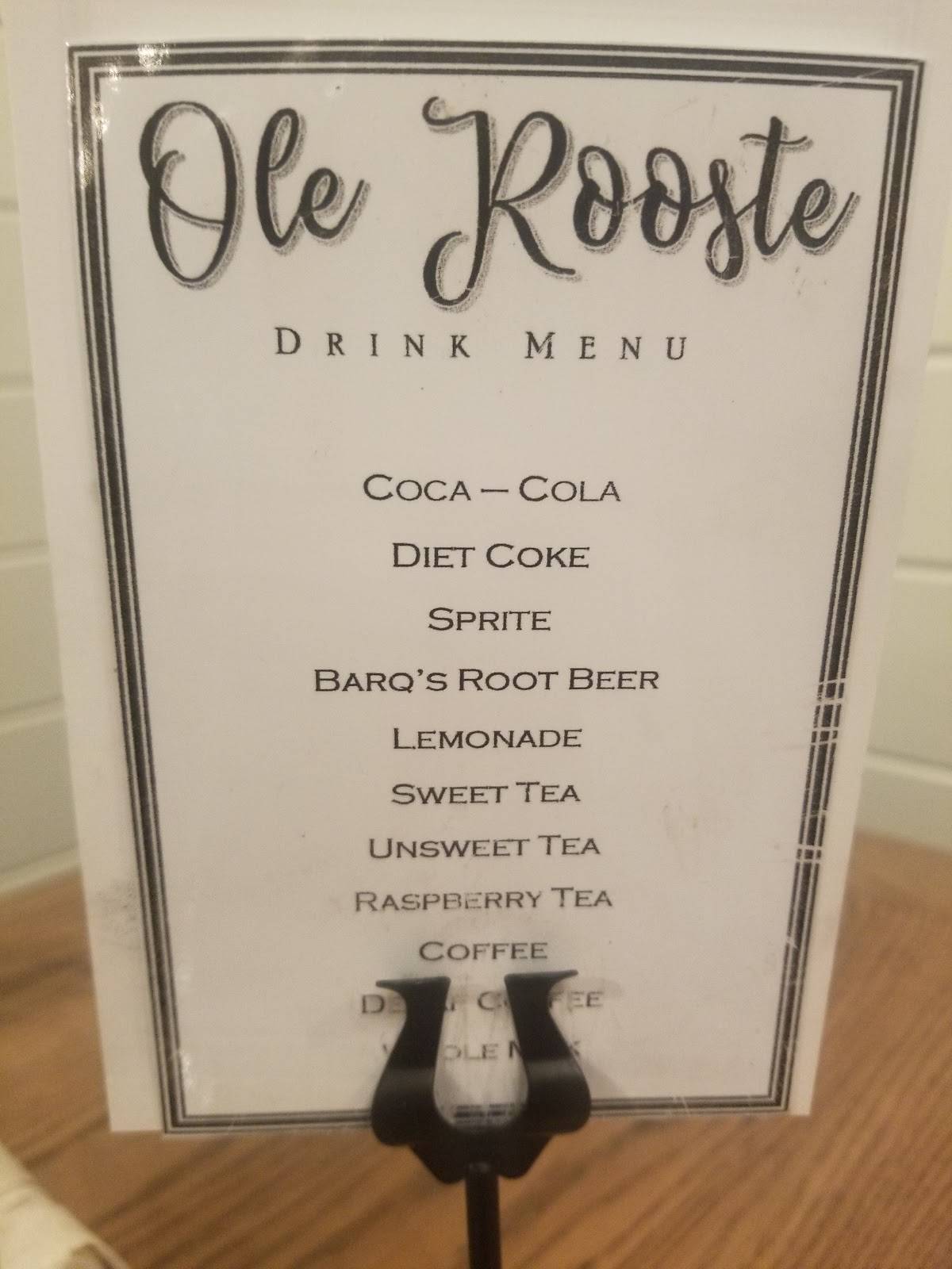 Menu at Ole Rooste restaurant, Connersville