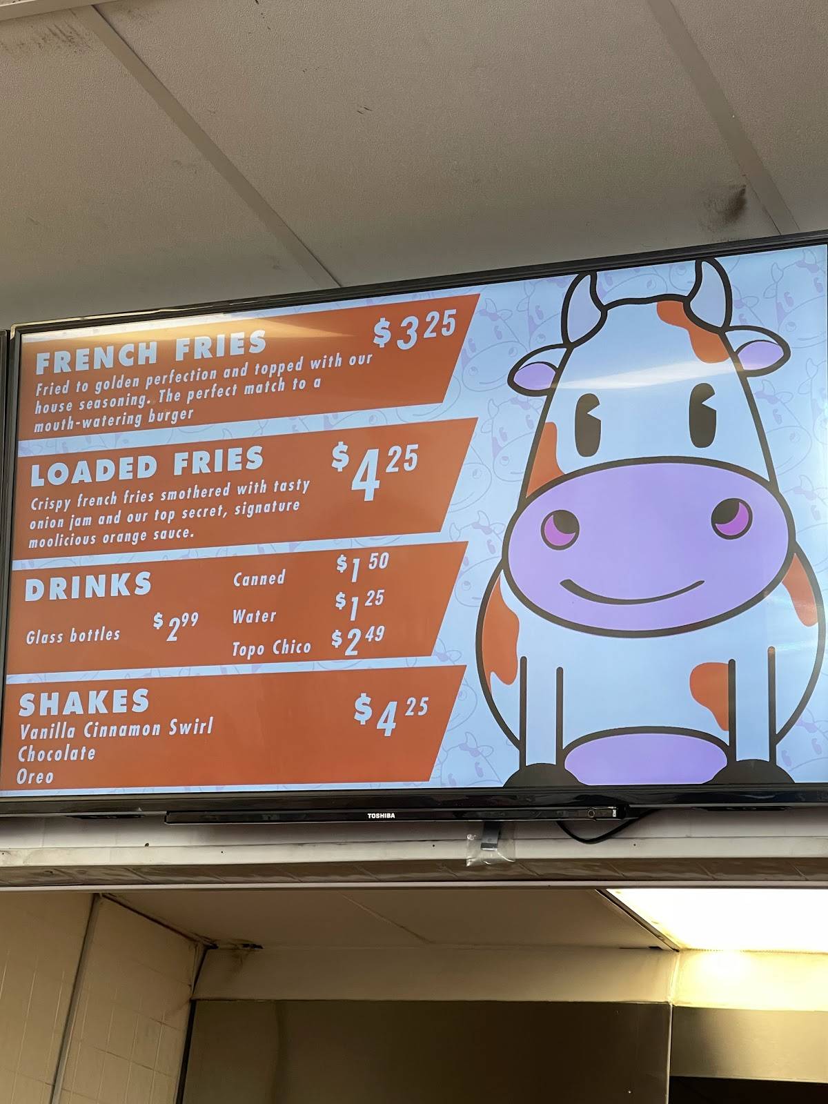 Menu at Orange Cow Burgers restaurant, El Paso
