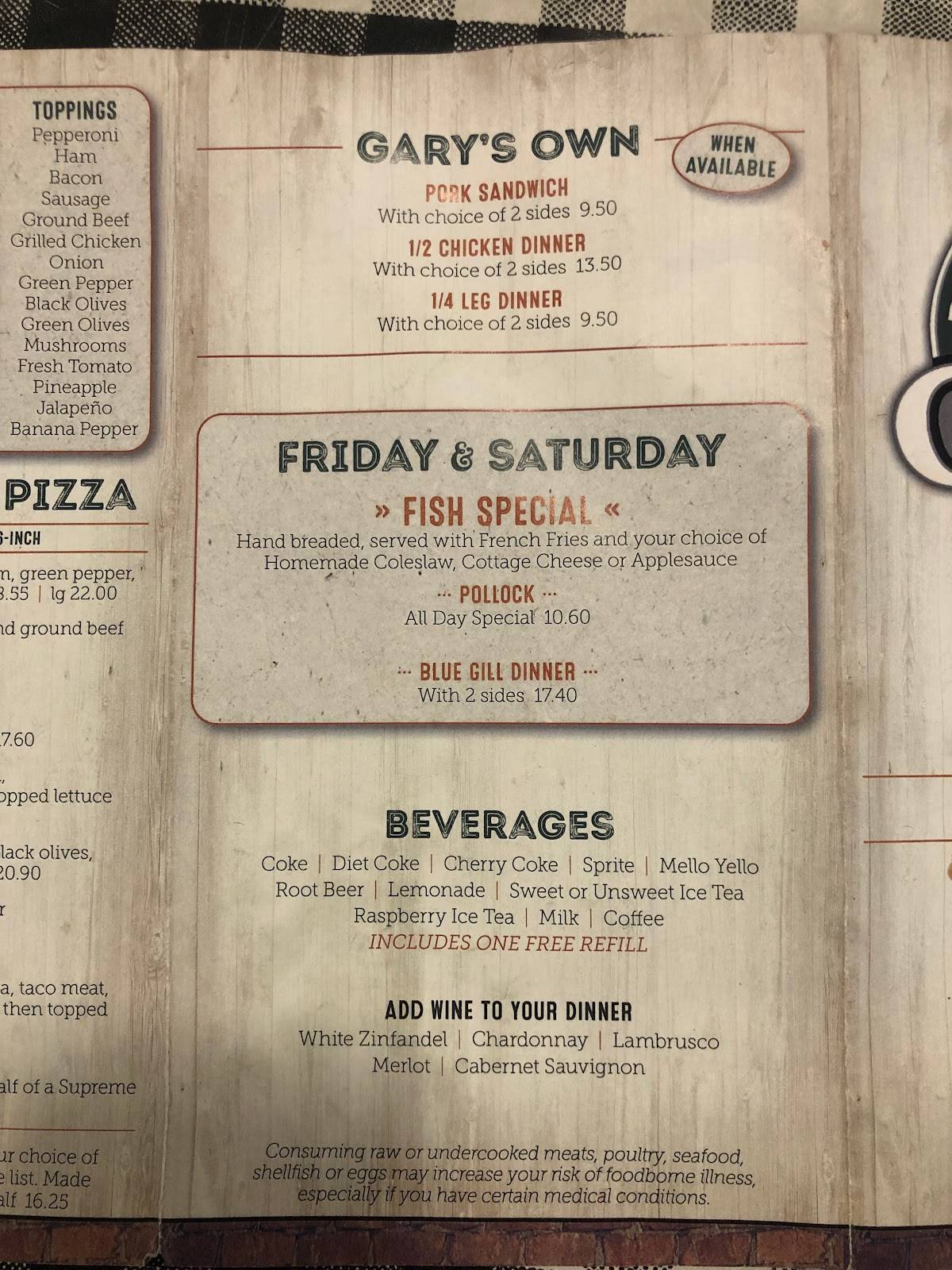 Menu at Rolling Valley Grill pub & bar, Orland