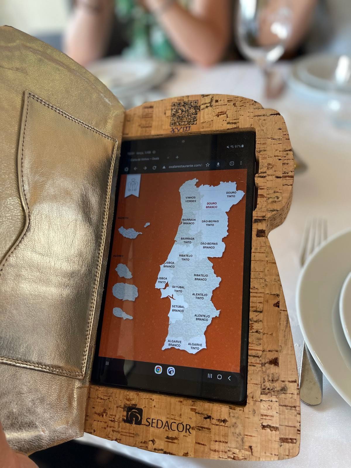 Menu at Oxalá restaurant, Ovar