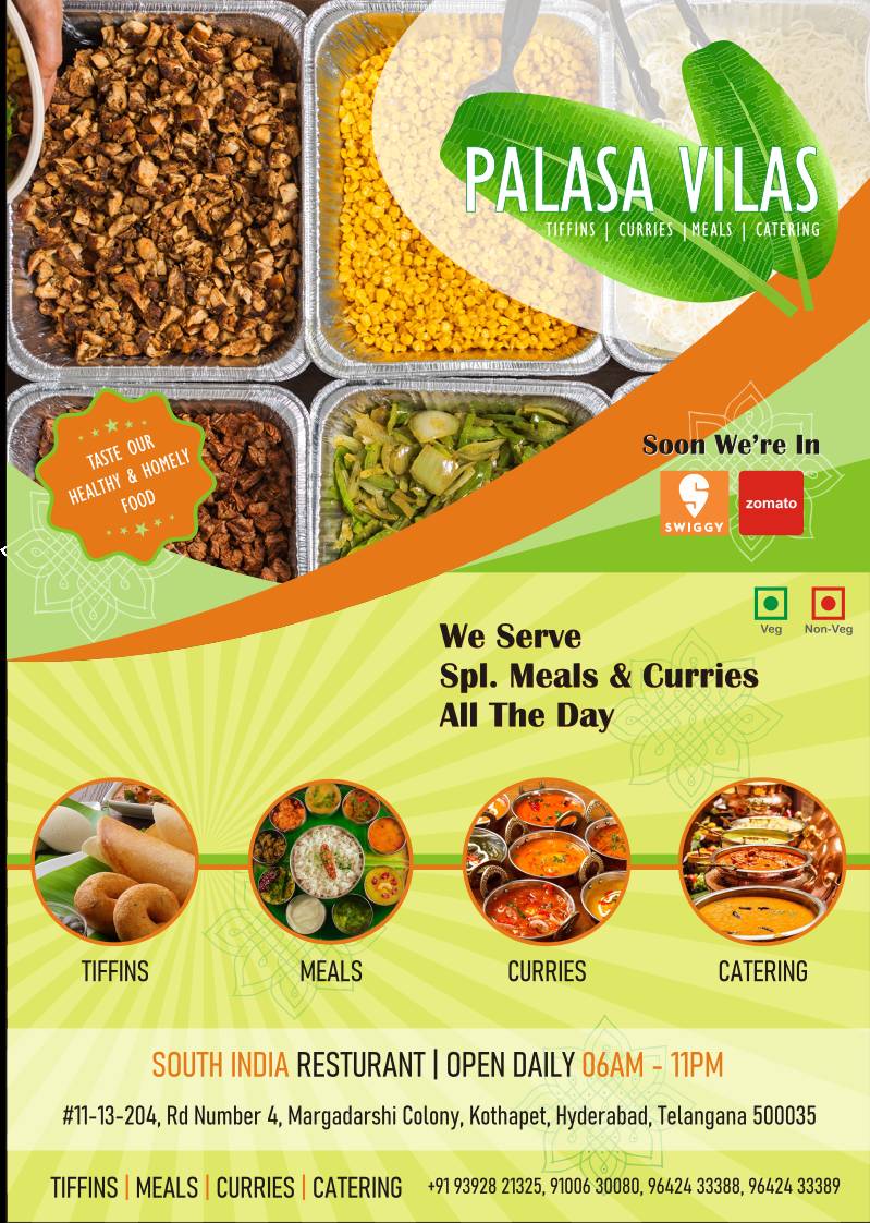 Menu at PALASA Vilas, Hyderabad