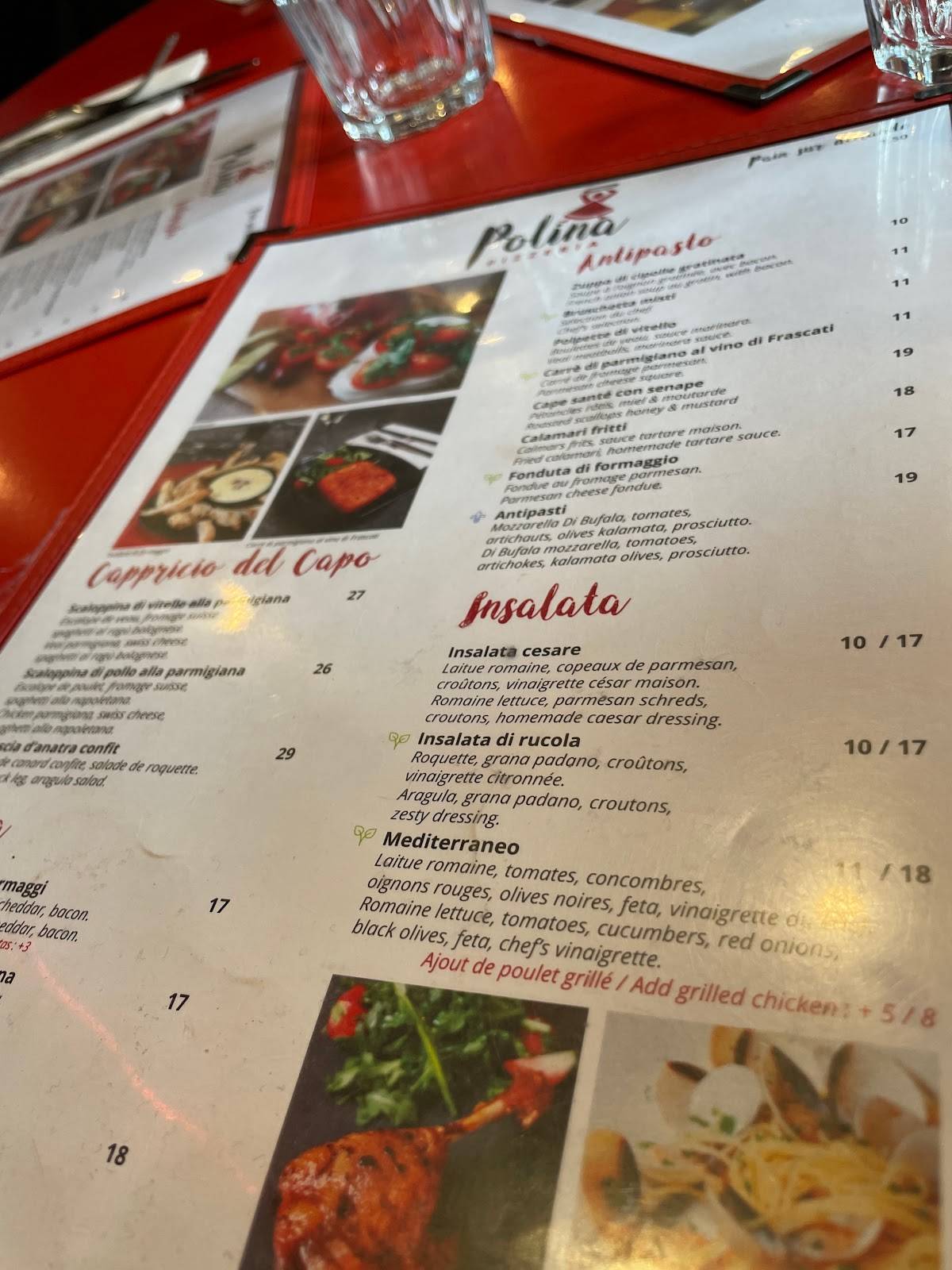 Menu at POLINA Pizzeria, Québec City