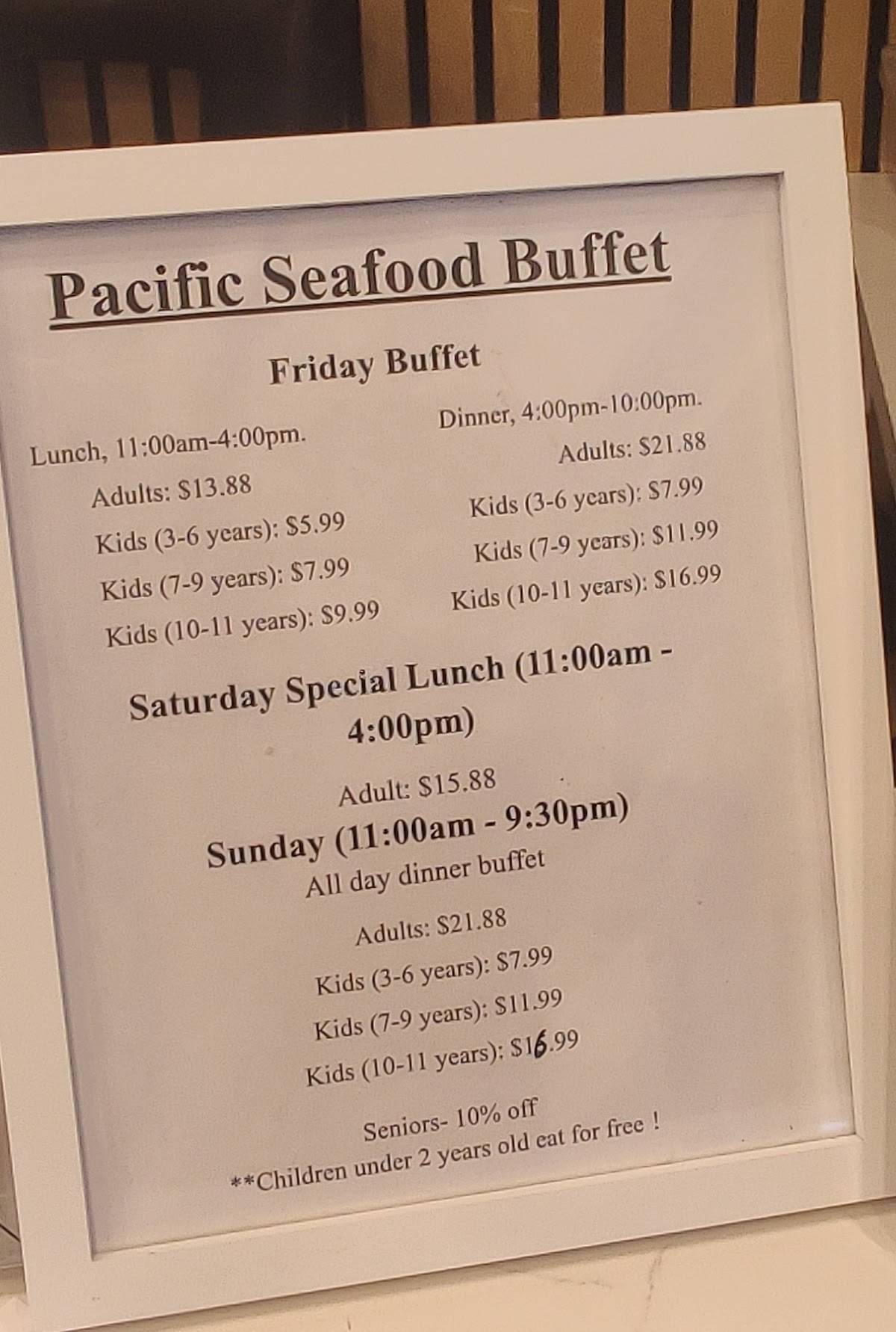 Menu at Pacific Seafood Buffet restaurant, Glendale, 5905 W Bell Rd