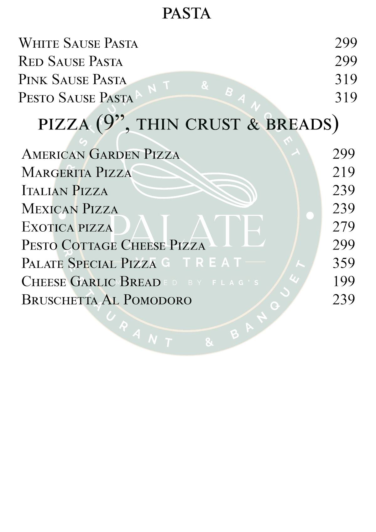 Menu at Palate Veg Treat Multi Cusine Restaurant, Jamnagar