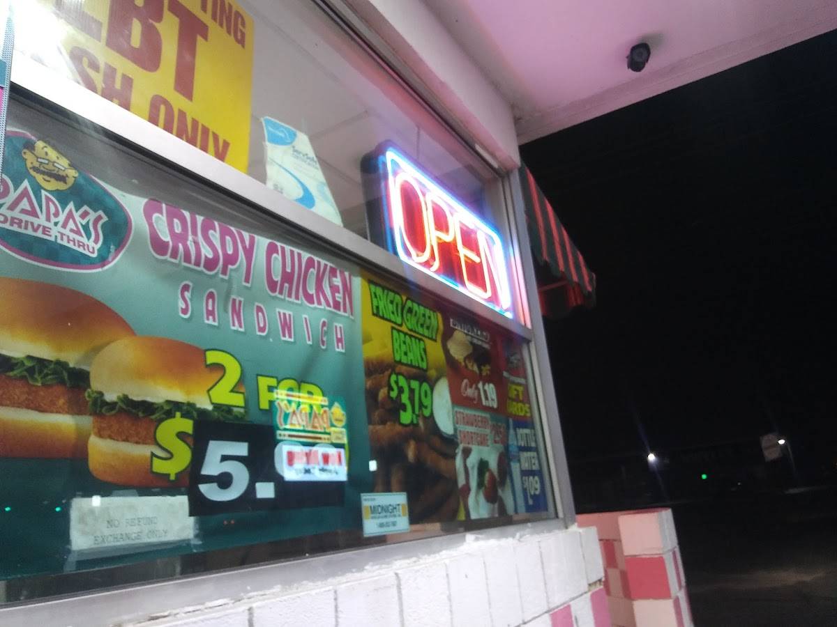 Menu at Papa's Drive-Thru restaurant, Flint