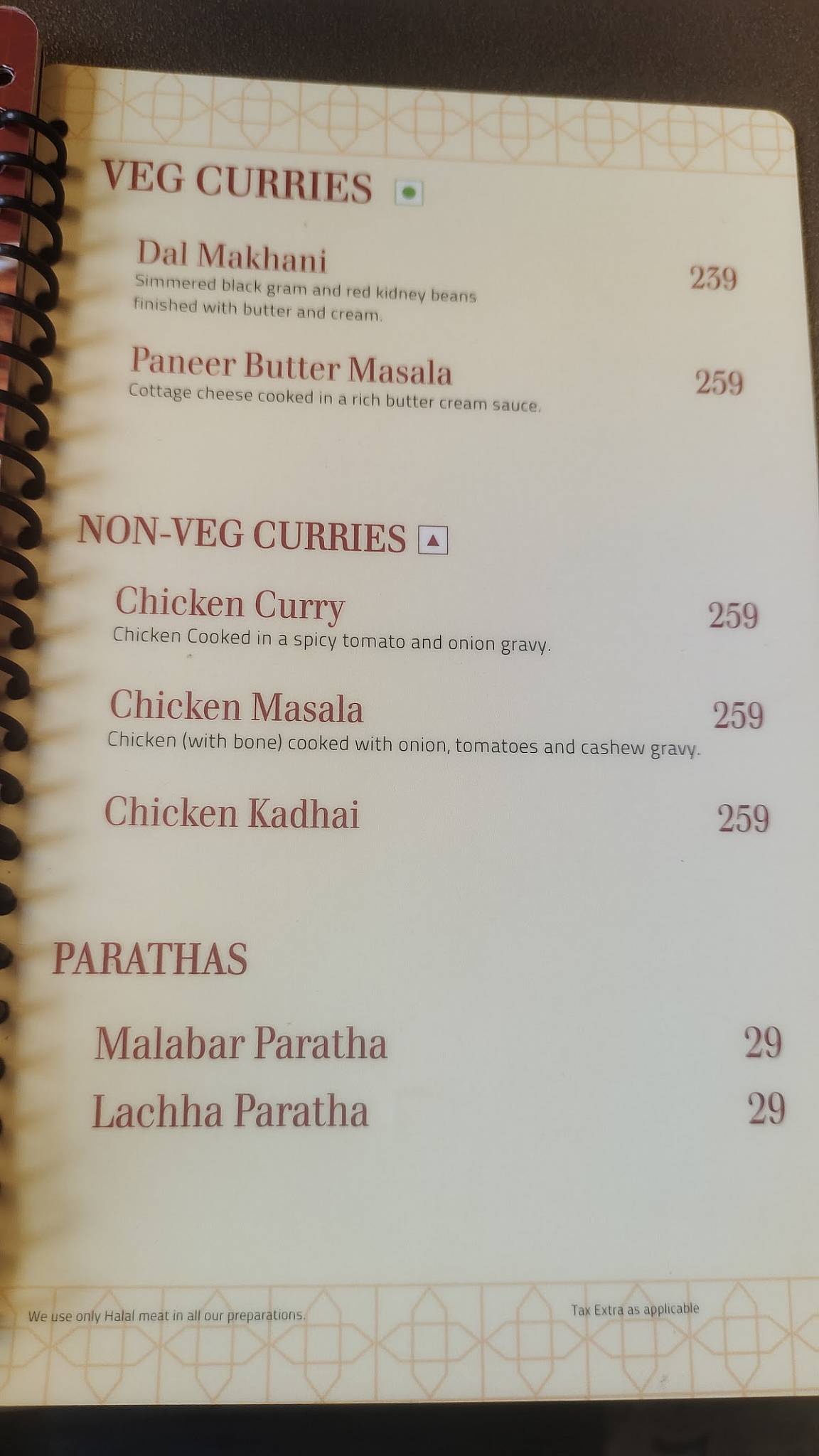Menu at Paradise Biryani Chandrayangutta, Hyderabad