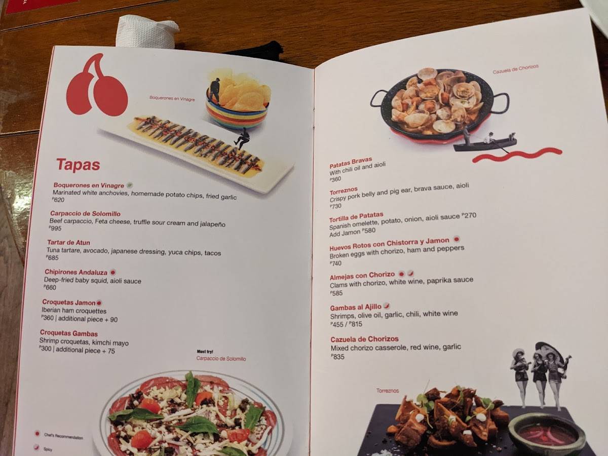 Menu at Tomatito Sexy Tapas Bar, Taguig