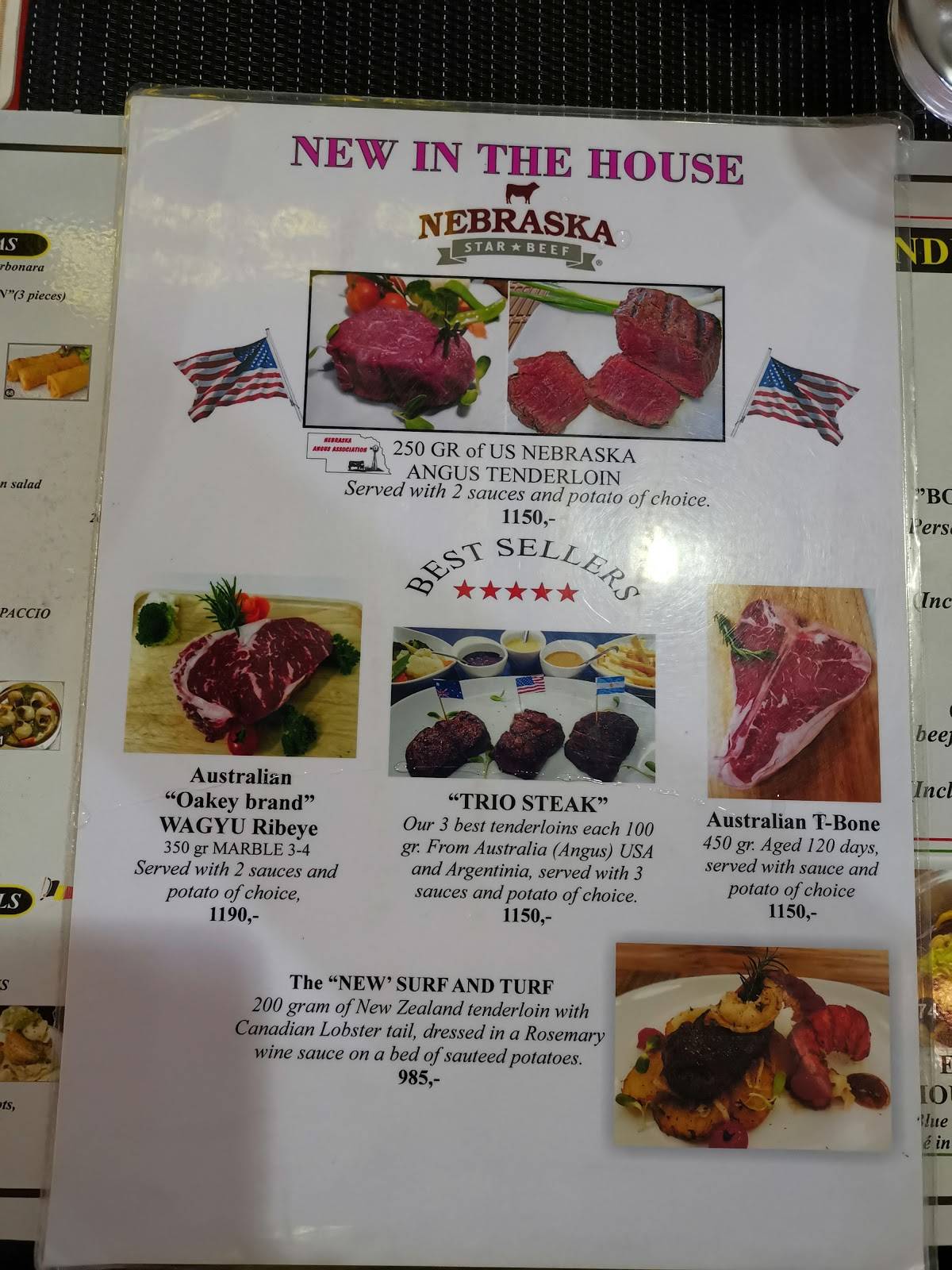 Menu at Patrick's STEAKHOUSE, Pattaya City, 216/51-52