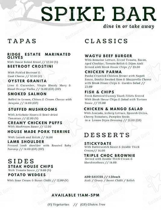 Menu at Pebbles Restaurant, Fingal
