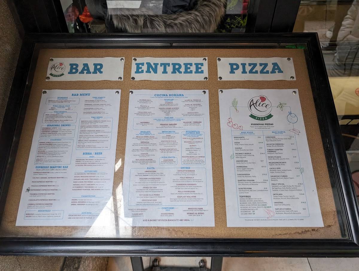 Menu at Alice Pizza and Restaurant (Locust Street), Philadelphia, 235 S ...