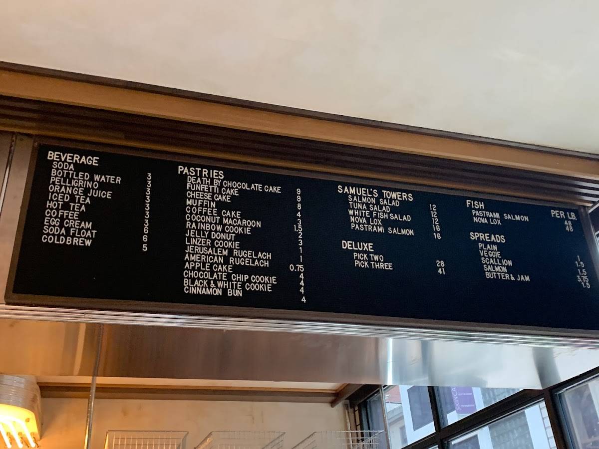 Menu at Samuel's restaurant, Philadelphia