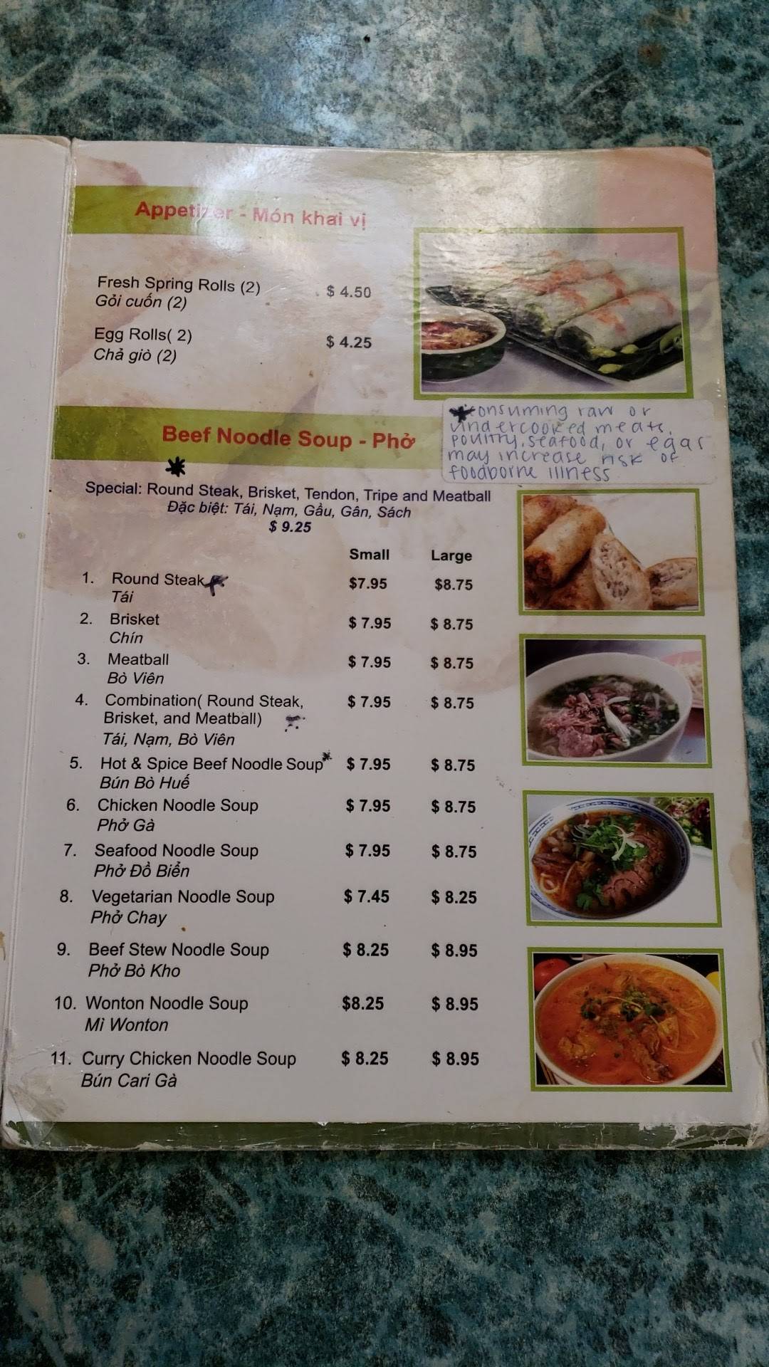 Menu at Pho Ly restaurant, Bellingham, 4151 Meridian St # 113