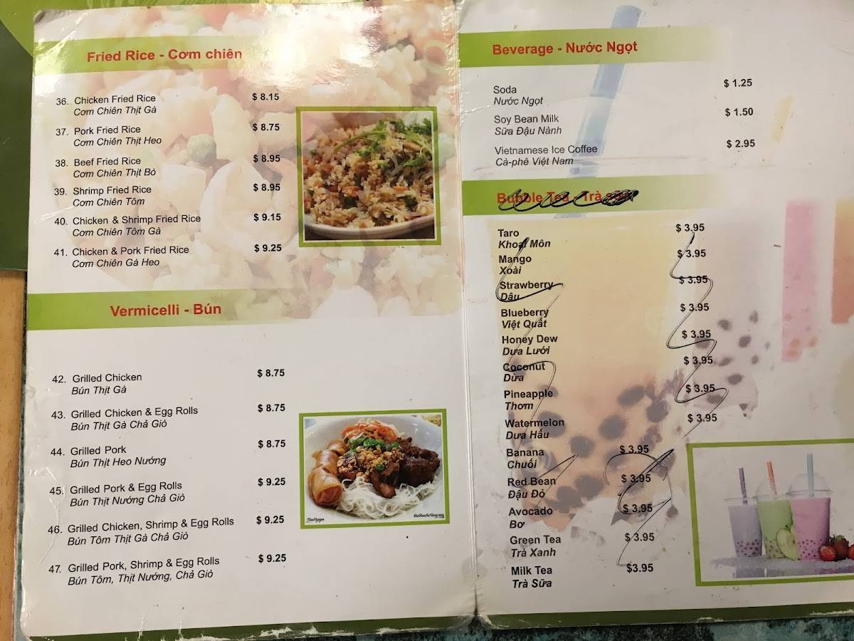 Menu at Pho Ly restaurant, Bellingham, 4151 Meridian St # 113