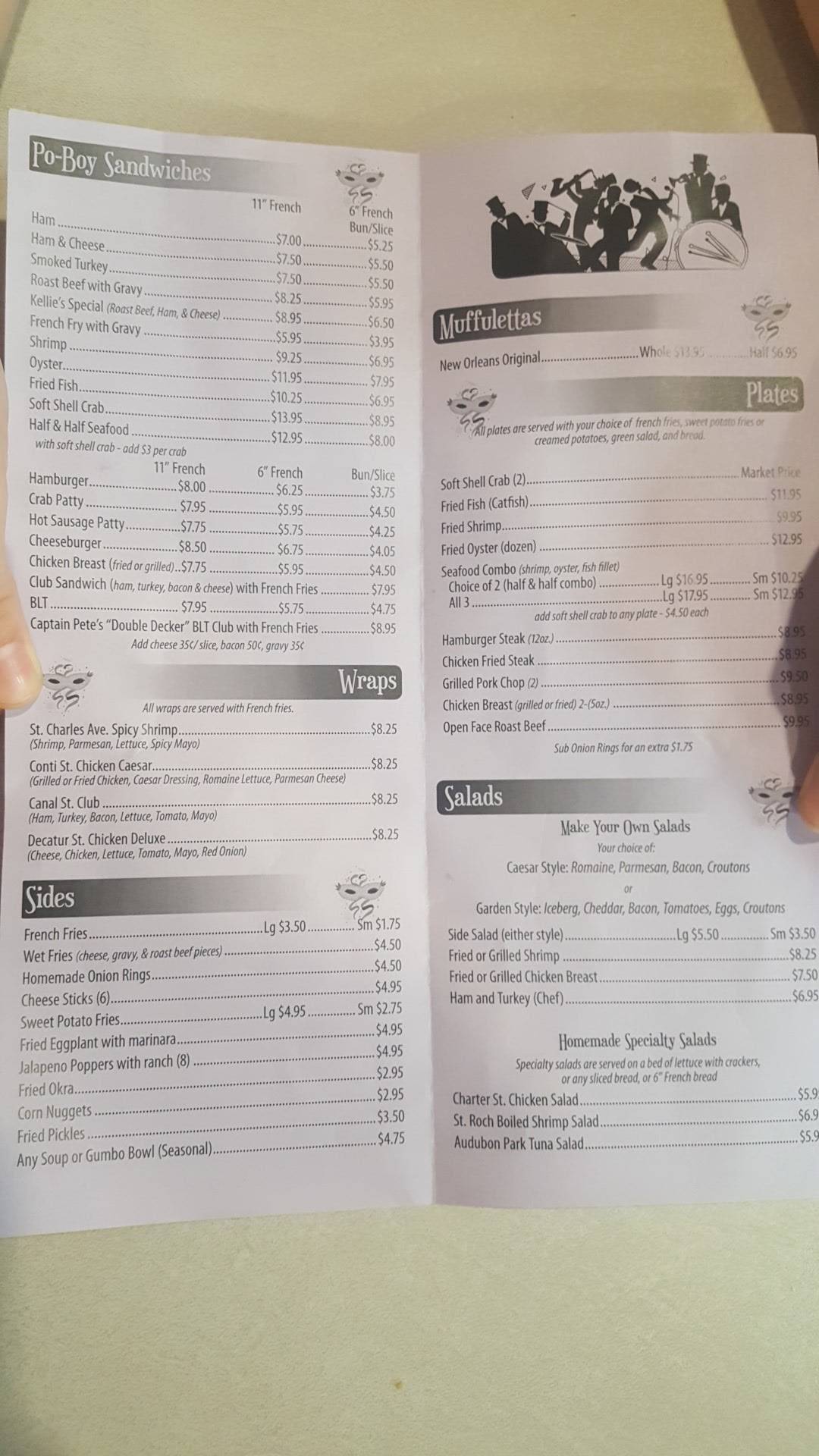 Menu at Kellie's Poor Boy restaurant, Picayune, MS-43 Ste D