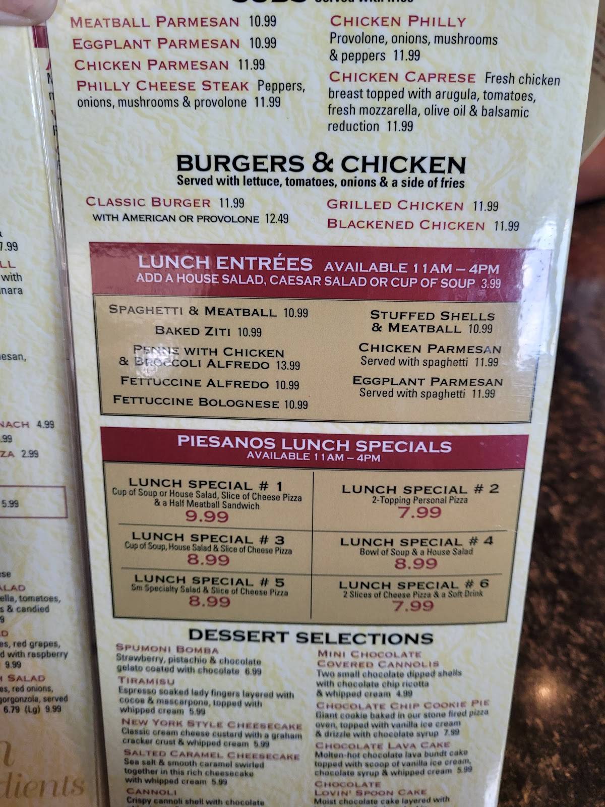Menu at Piesanos Stone Fired Pizza - 42nd St pizzeria, Ocala, SW 42nd St