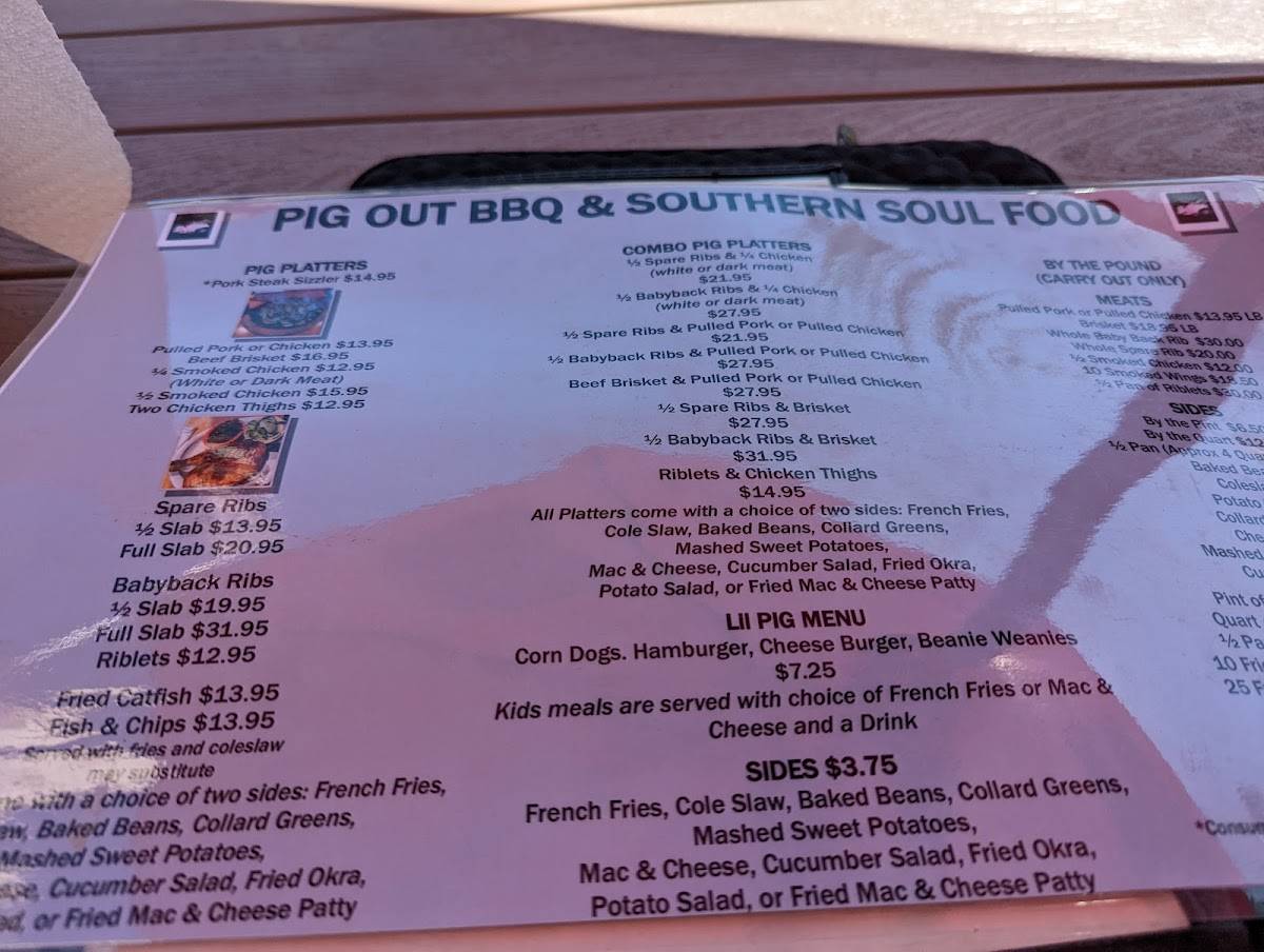 Menu at Pigout BBQ And Southern Soul Food, Bradenton
