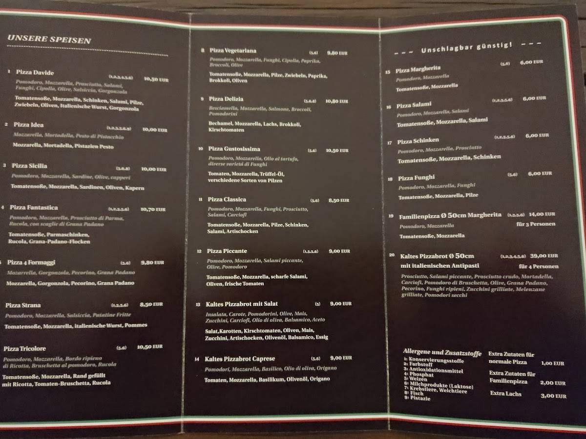 Speisekarte von Pizza Da Davide, Königsbach-Stein
