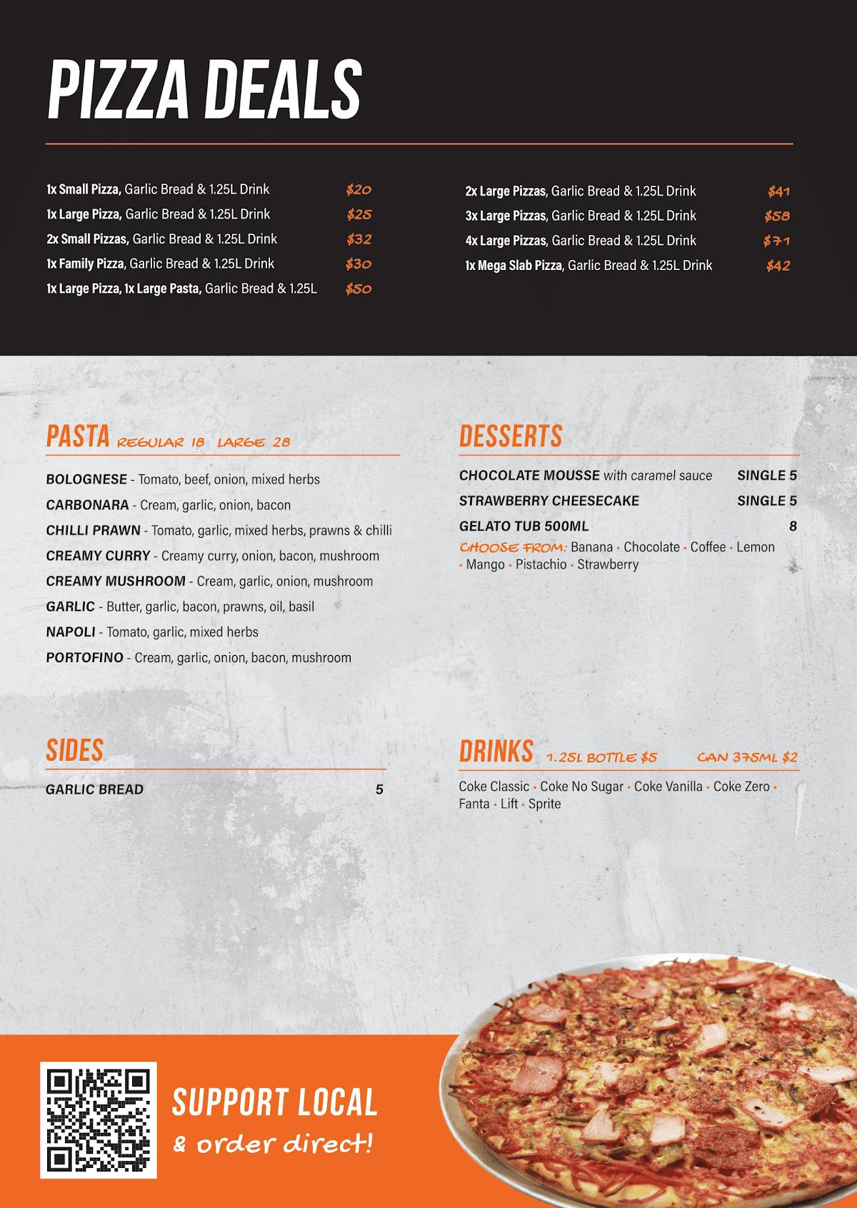 Menu at Pizza HQ Churchill pizzeria, Churchill