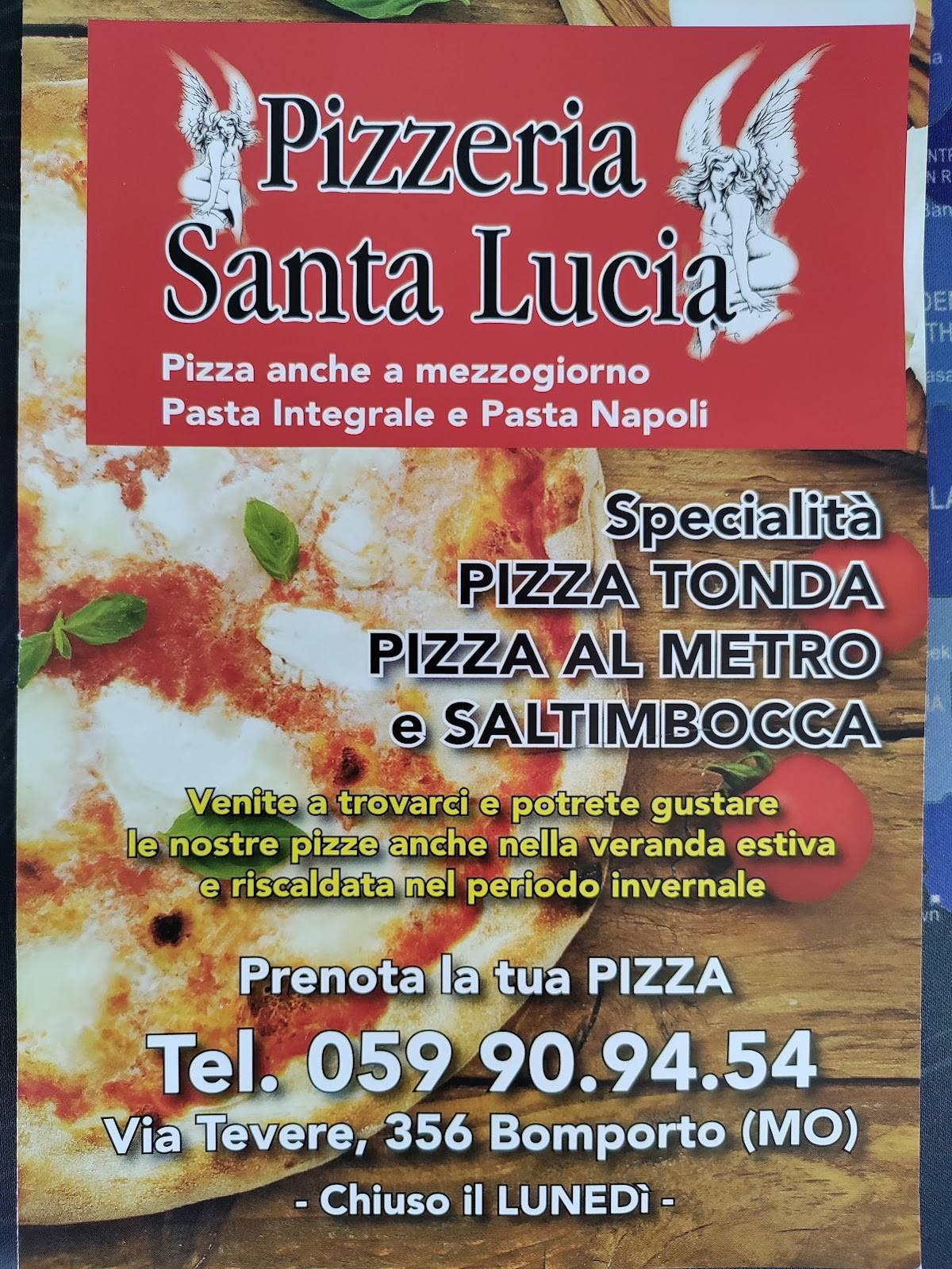 Speisekarte von Pizzeria Santa Lucia, Bomporto