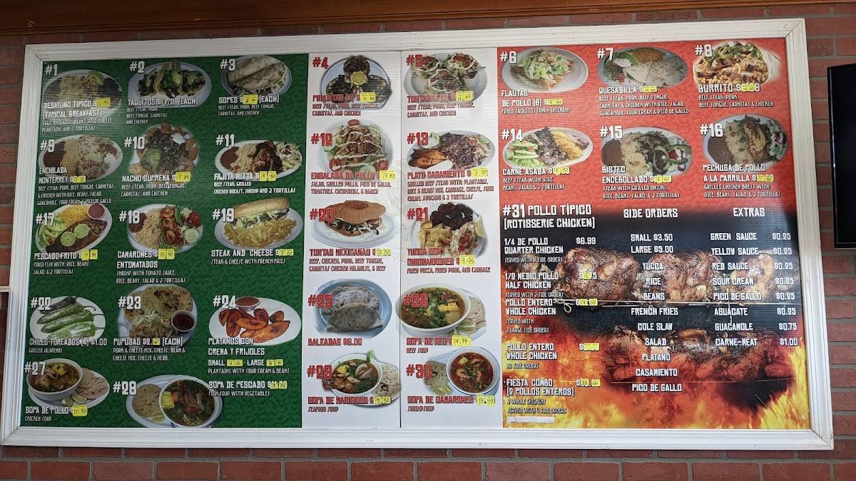 Menu at Pollo Tipico restaurant, Lanham