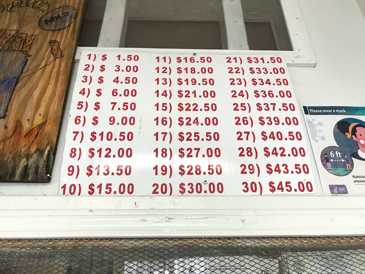 Menu at Pop's Tamales restaurant, Memphis