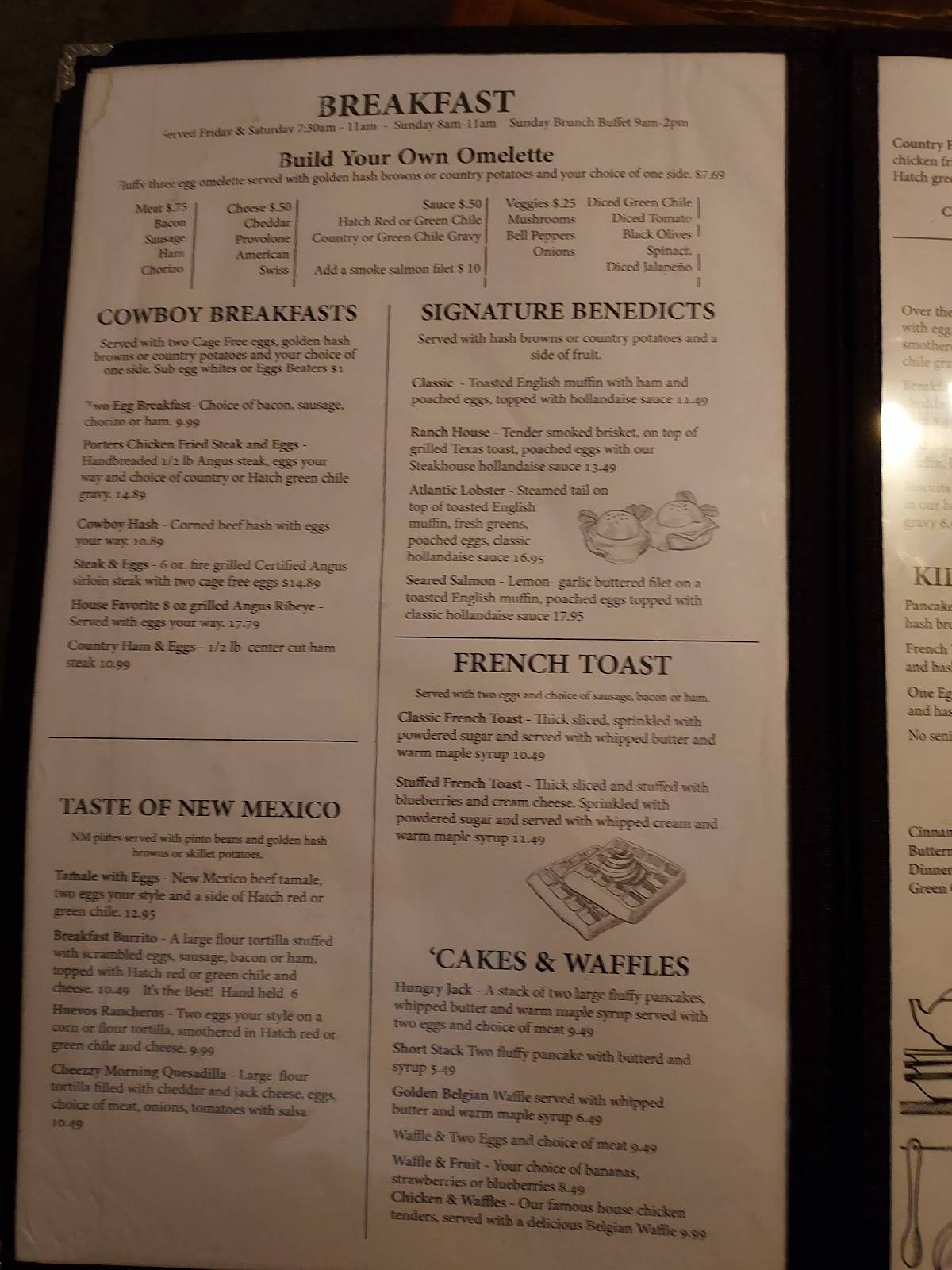 Menu at Porter's Restaurant and Smokehouse, Farmington