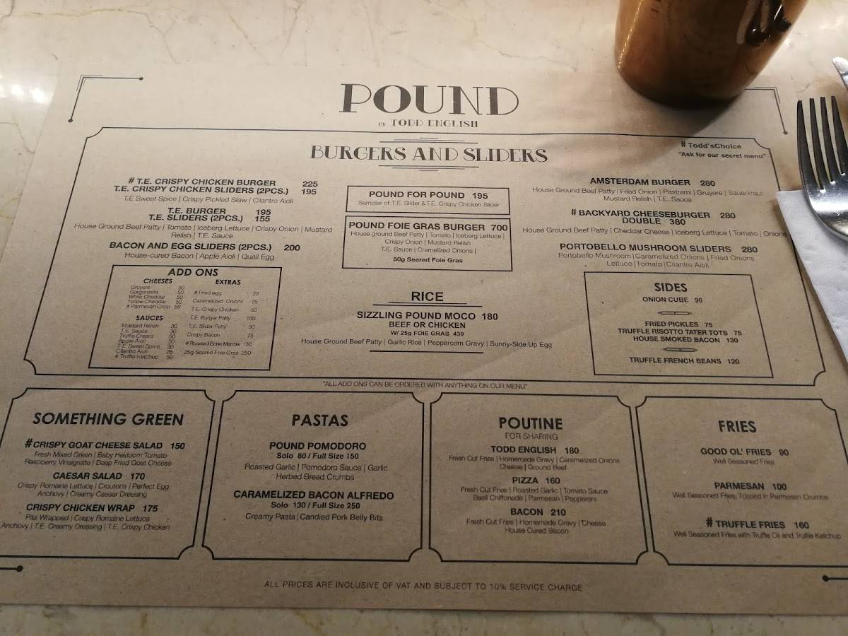 Menu at Pound x Flatterie - Mall of Asia restaurant, Pasay, GXMJ+PPH