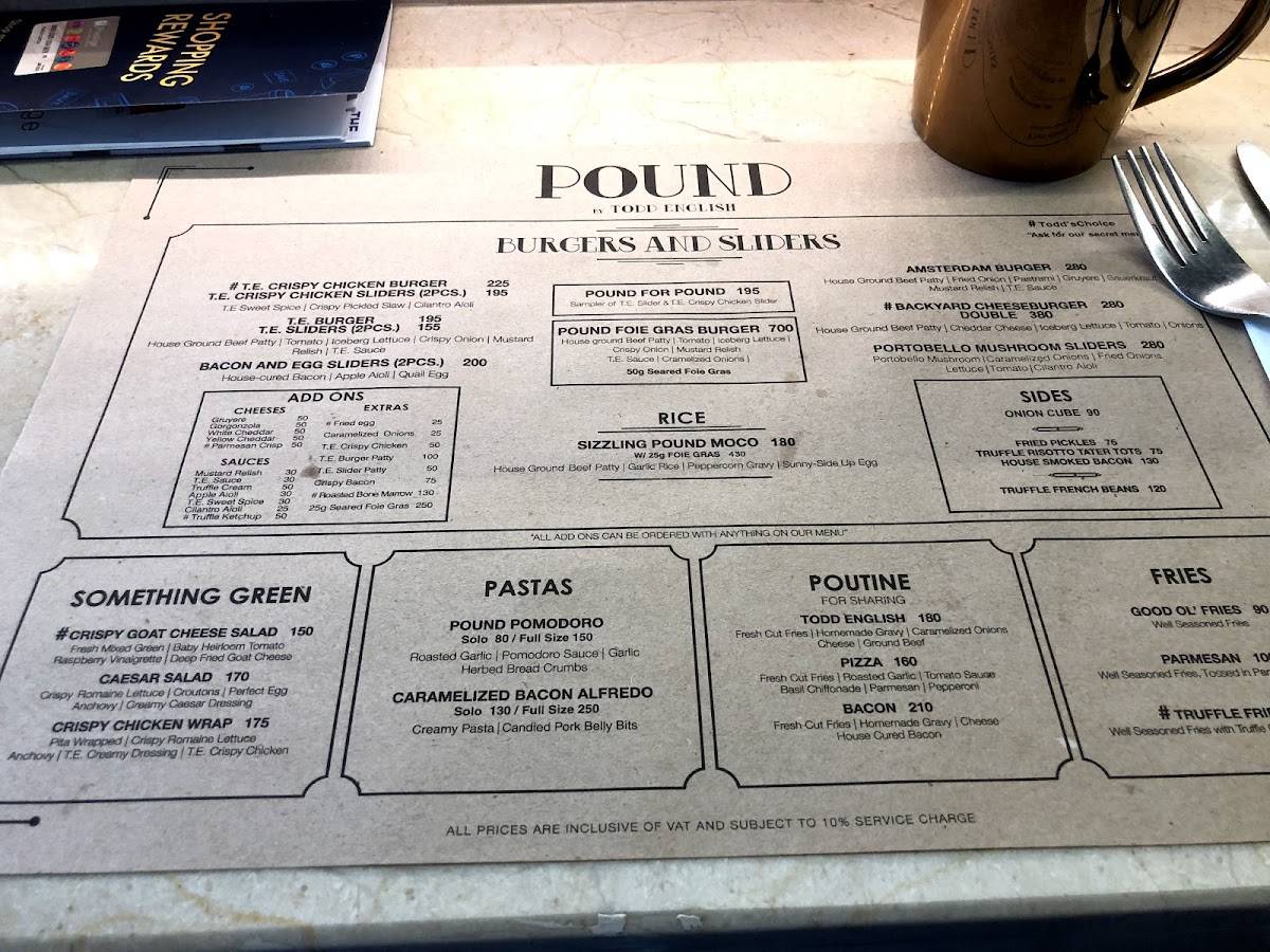 Menu at Pound x Flatterie - Mall of Asia restaurant, Pasay, GXMJ+PPH