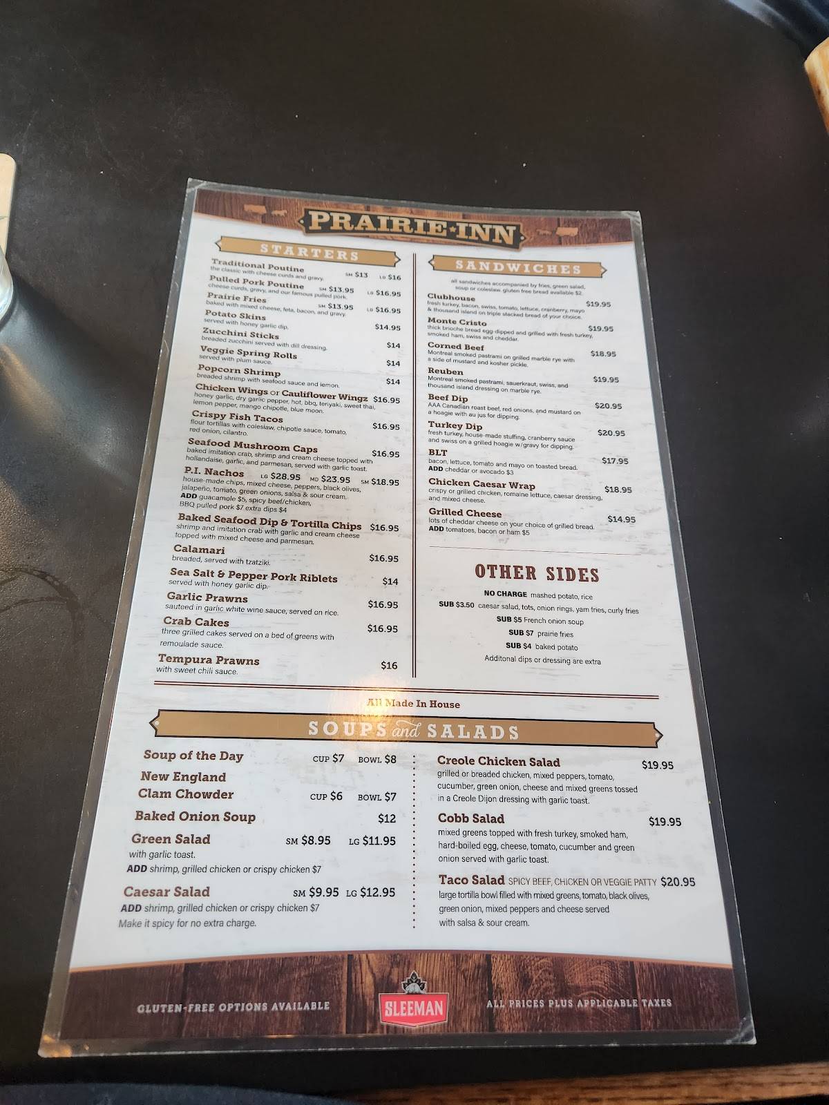 Menu at Prairie Inn Neighbourhood Pub, Saanichton