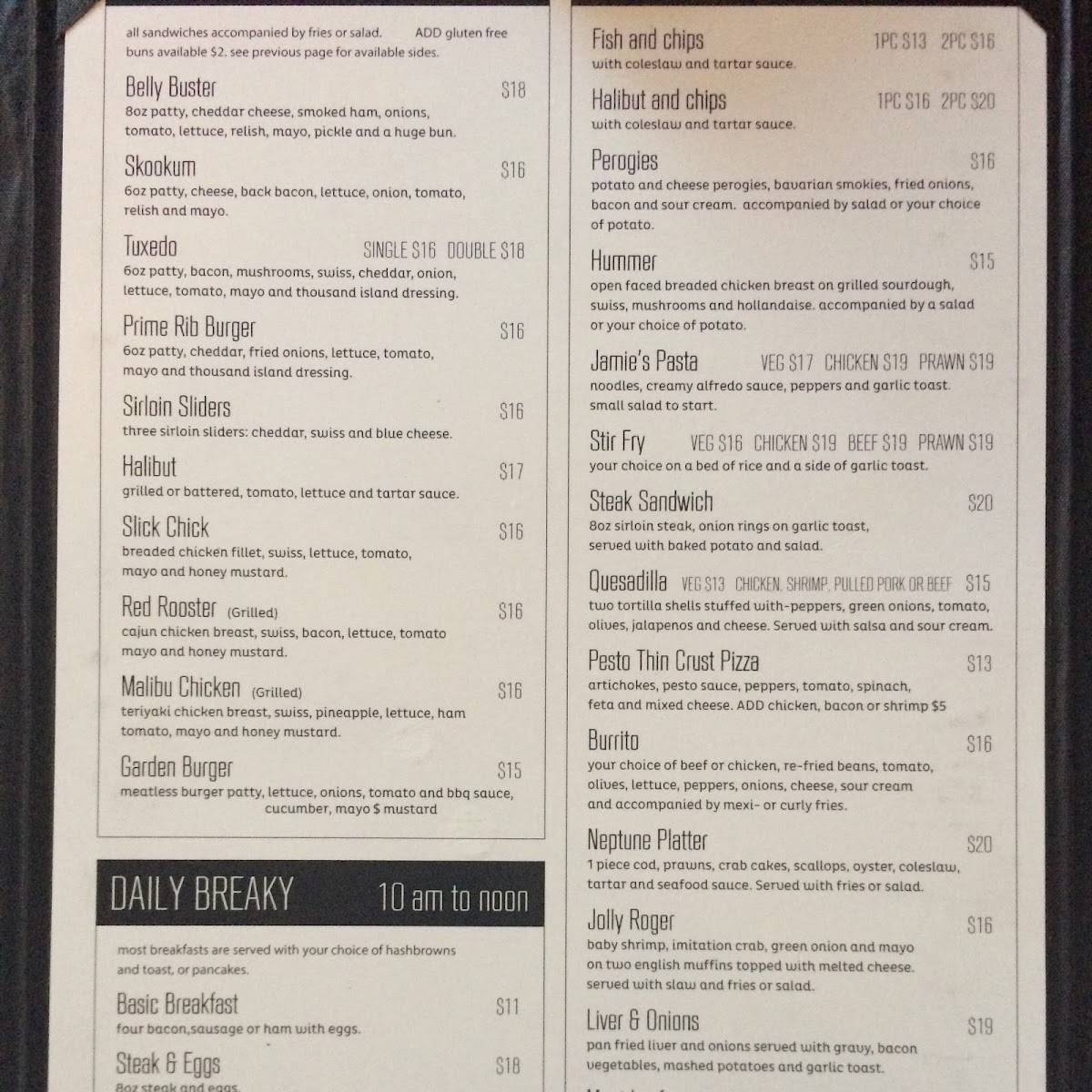 Menu at Prairie Inn Neighbourhood Pub, Saanichton