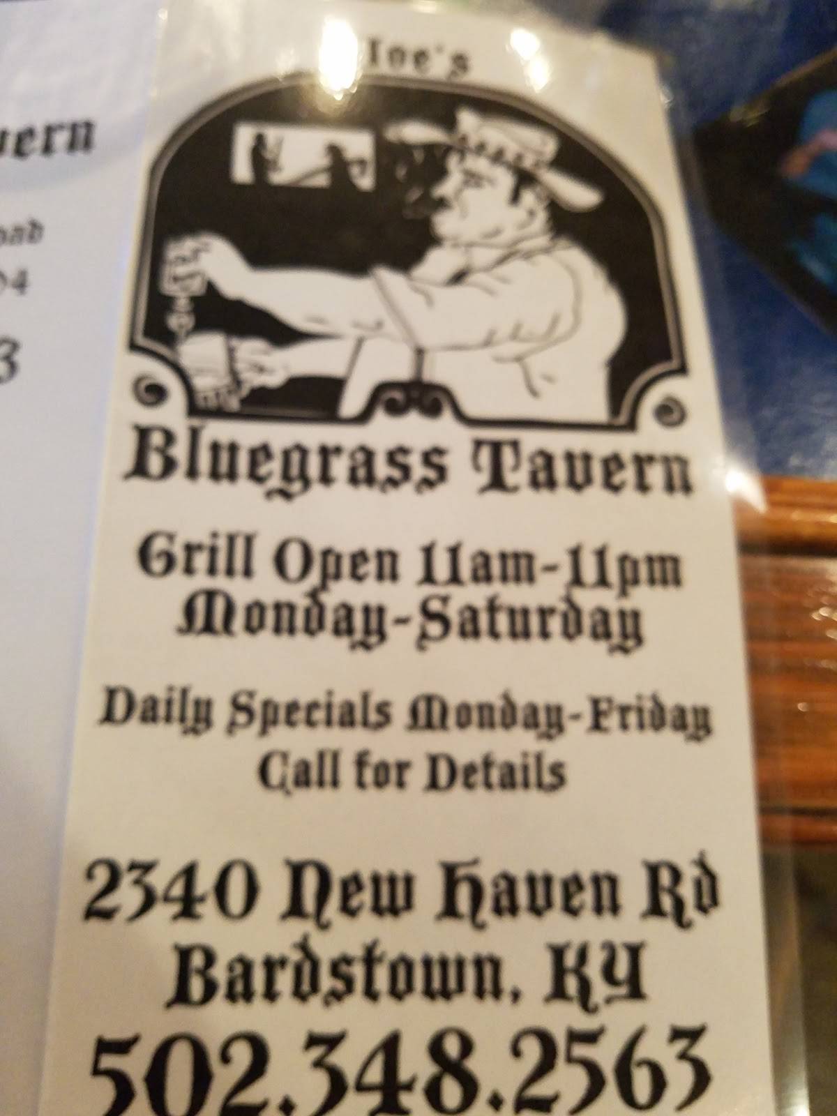 Menu at Bluegrass Tavern pub & bar, Bardstown