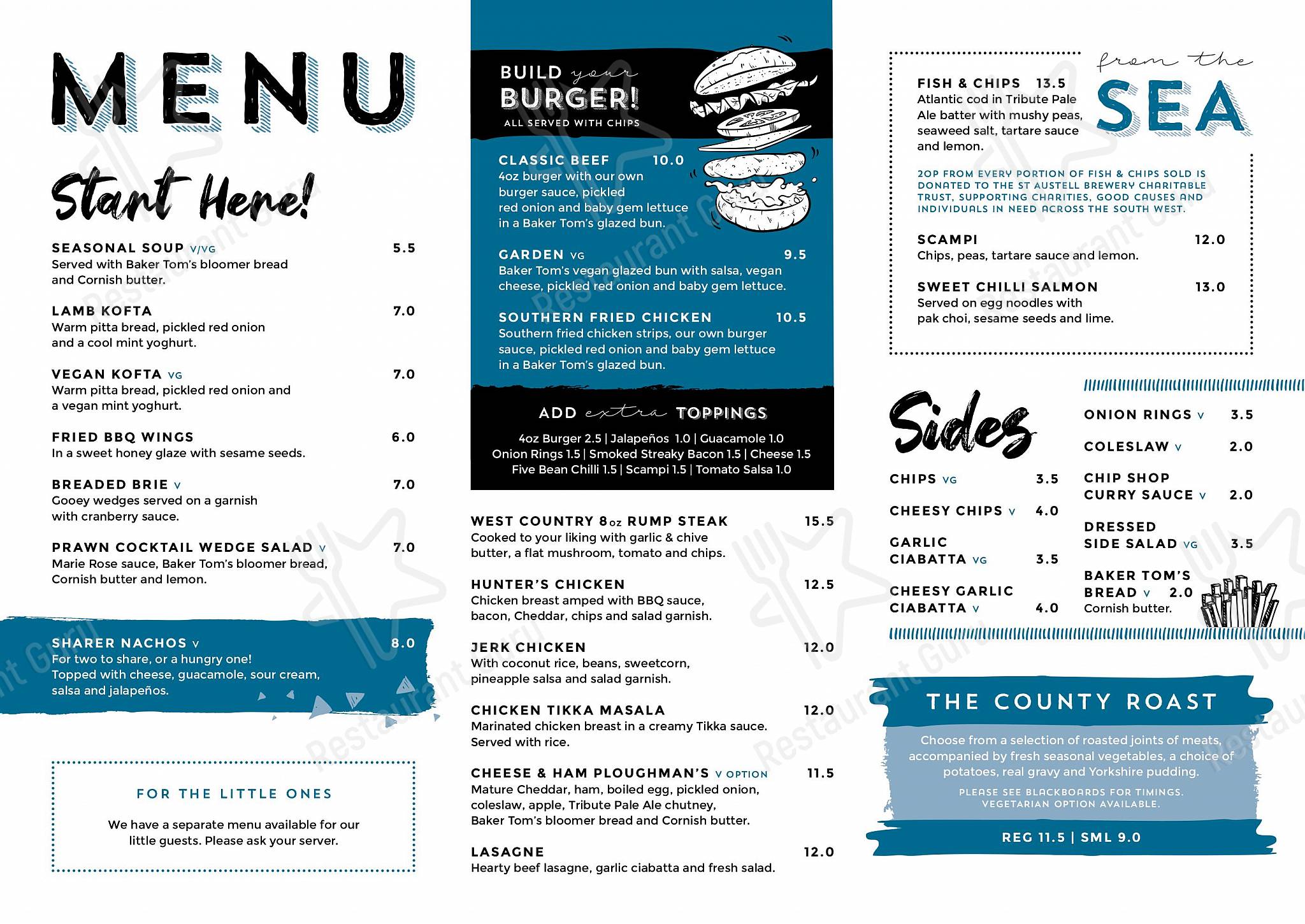 Menu at County Arms, Truro pub & bar, Truro