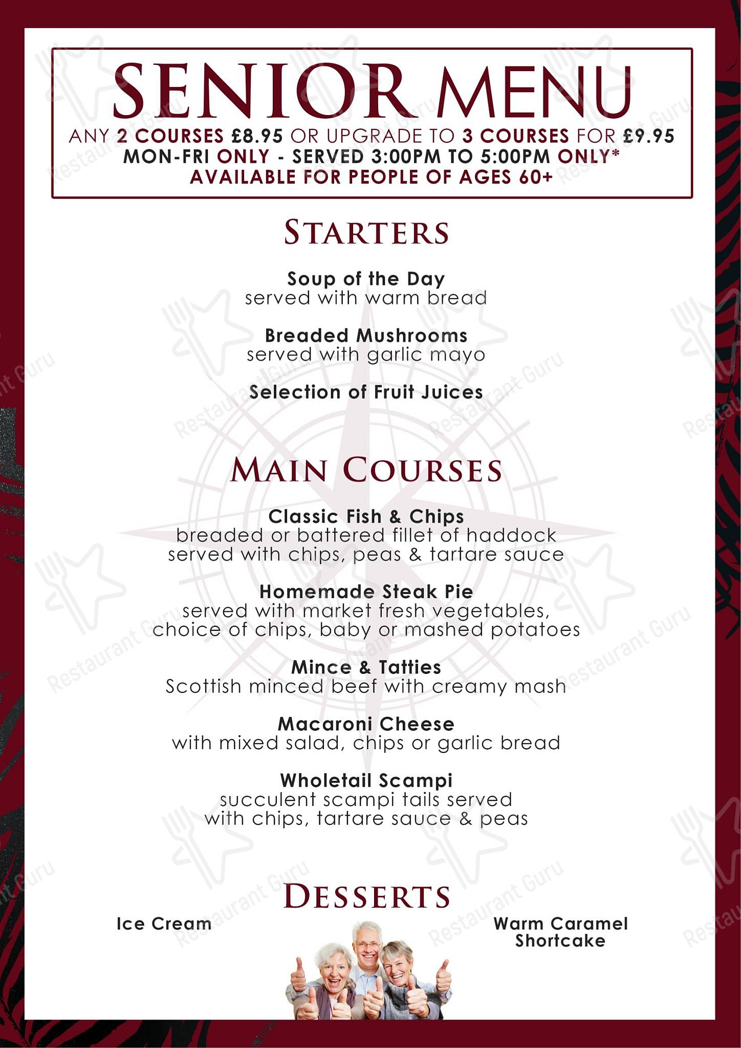 Menu at Hartys at the Fourways restaurant, Airdrie
