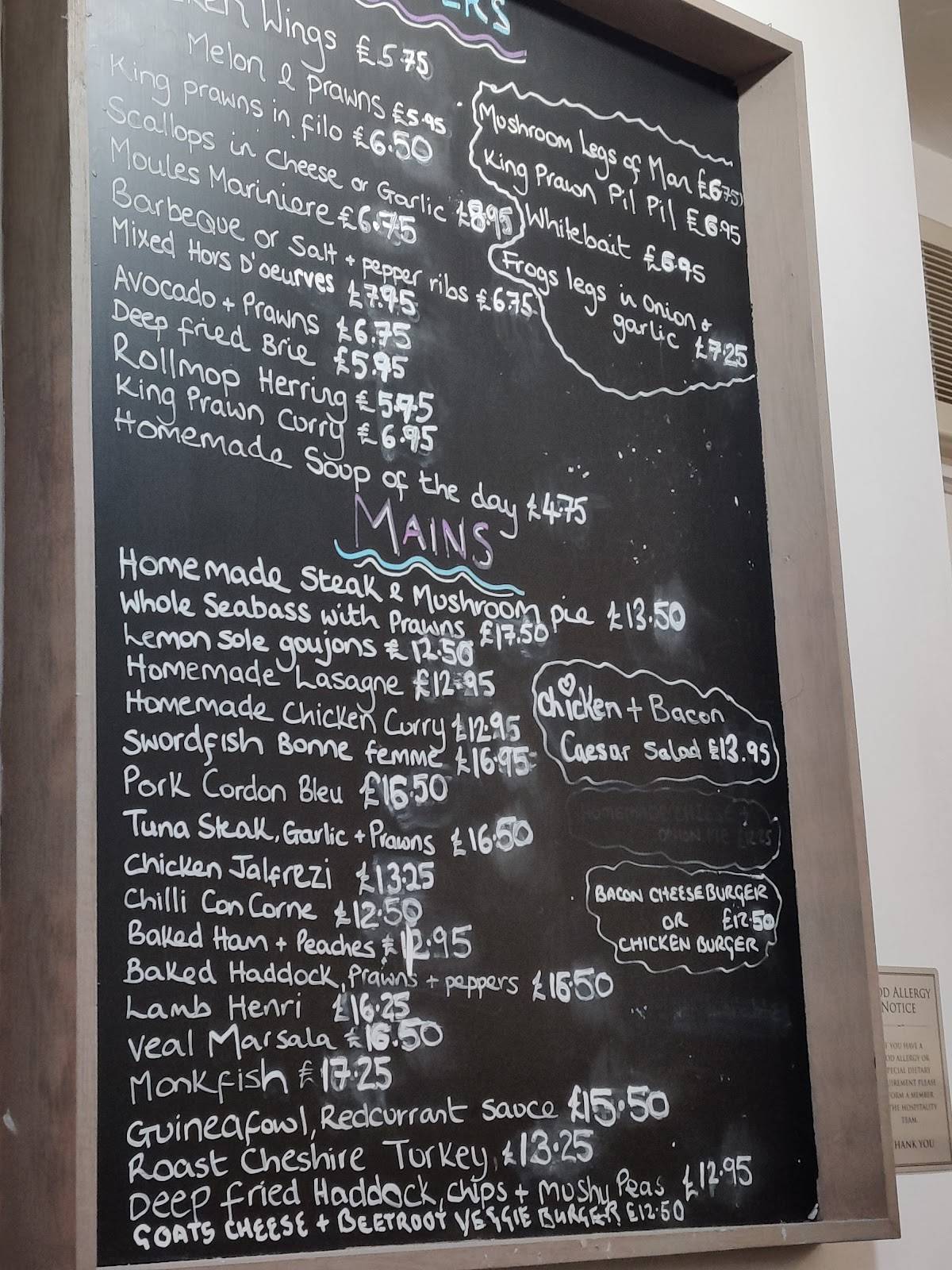 Menu at Legs Of Man pub & bar, Sandbach