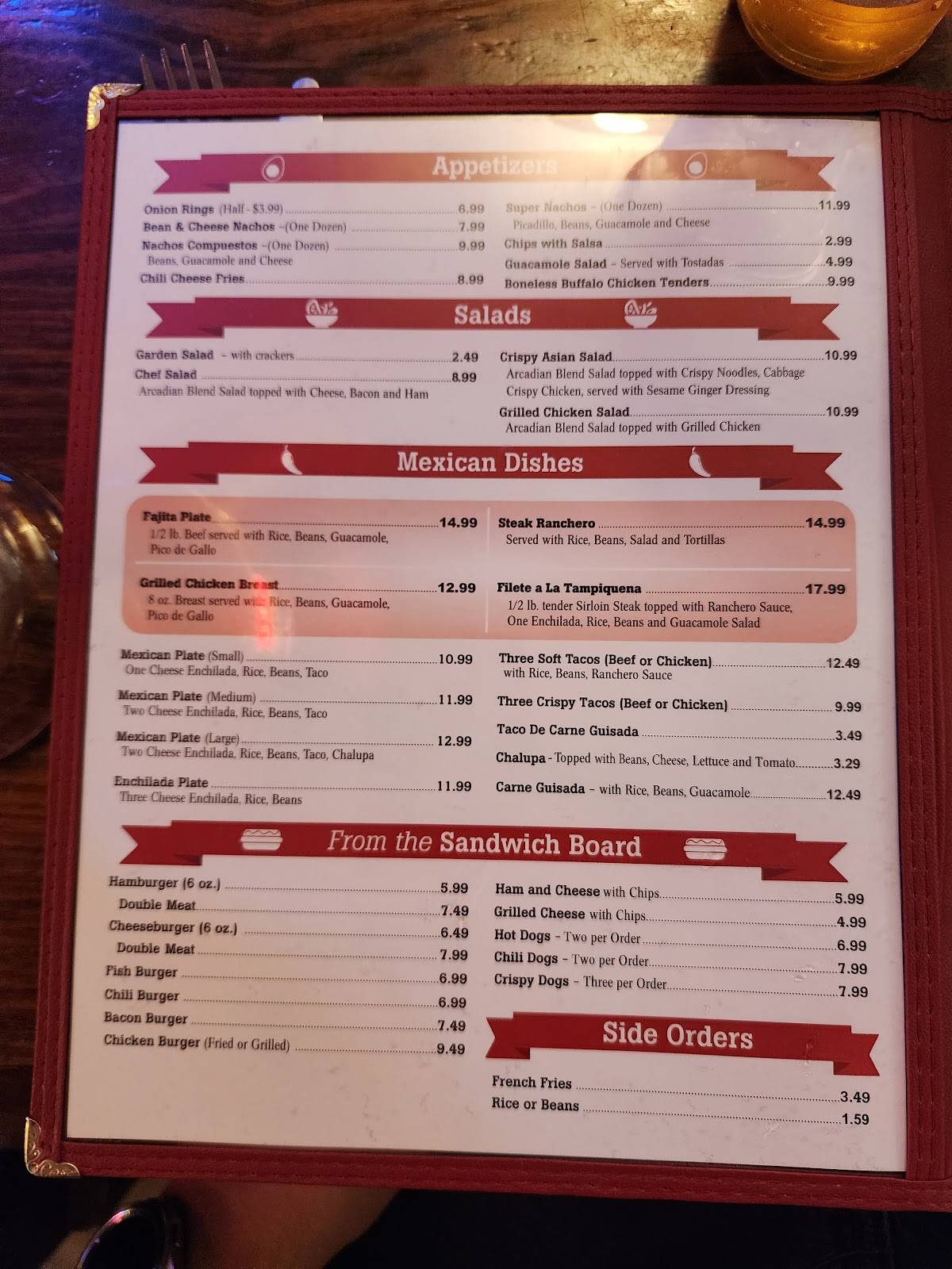 Menu at M.K. Davis Restaurant, San Antonio