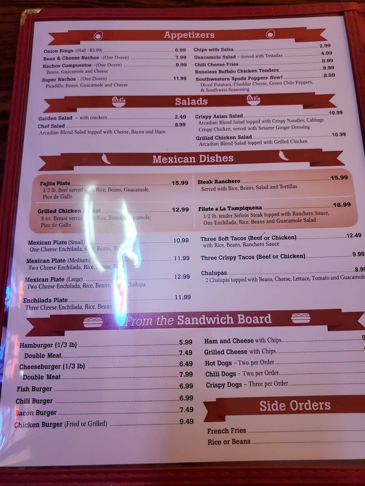 Menu at M.K. Davis Restaurant, San Antonio
