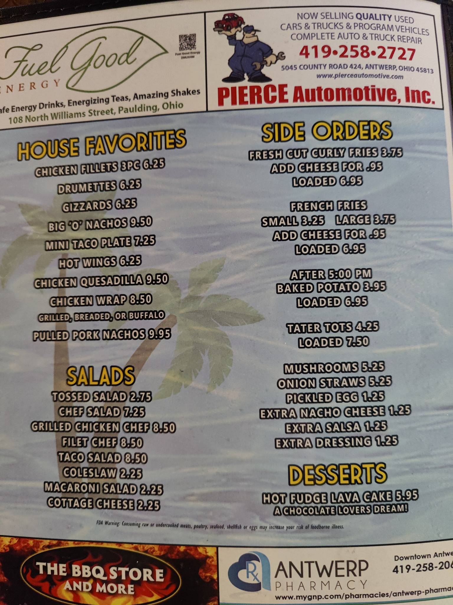 Menu at Oasis Bar & Grill, Antwerp