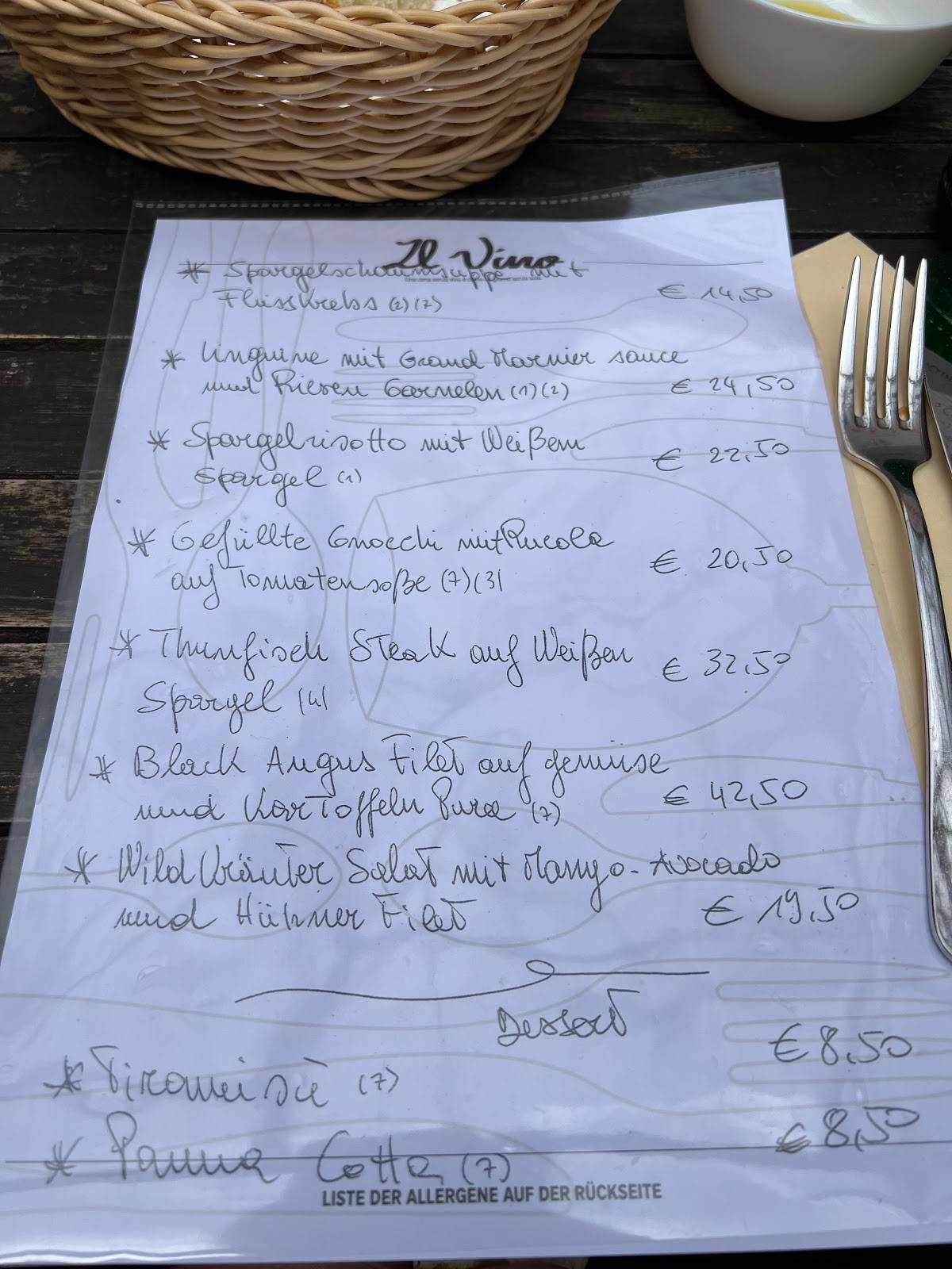 Menu at Ristorante Il Vino pub & bar, Frankfurt