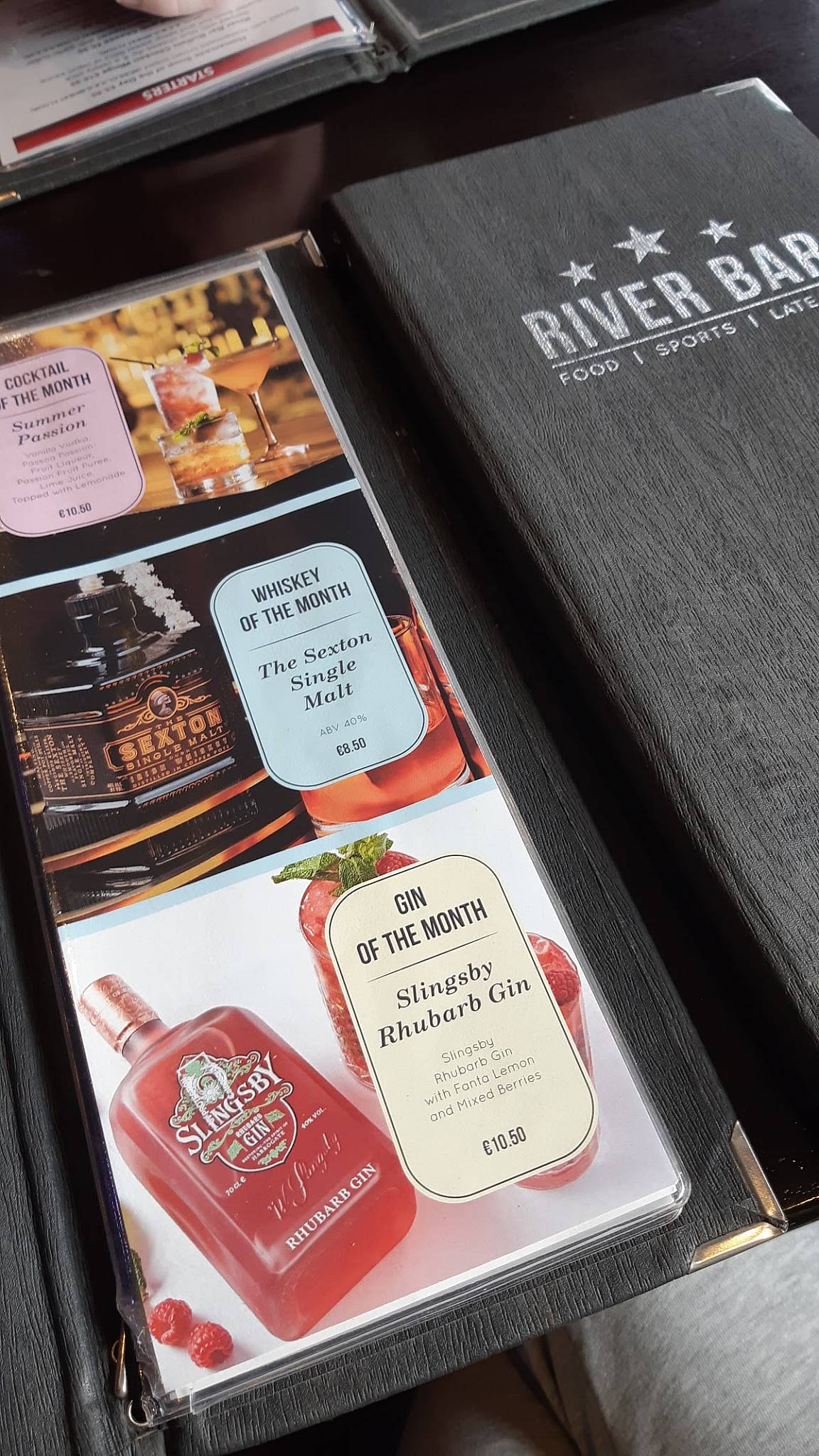 Menu at River Bar, Dublin