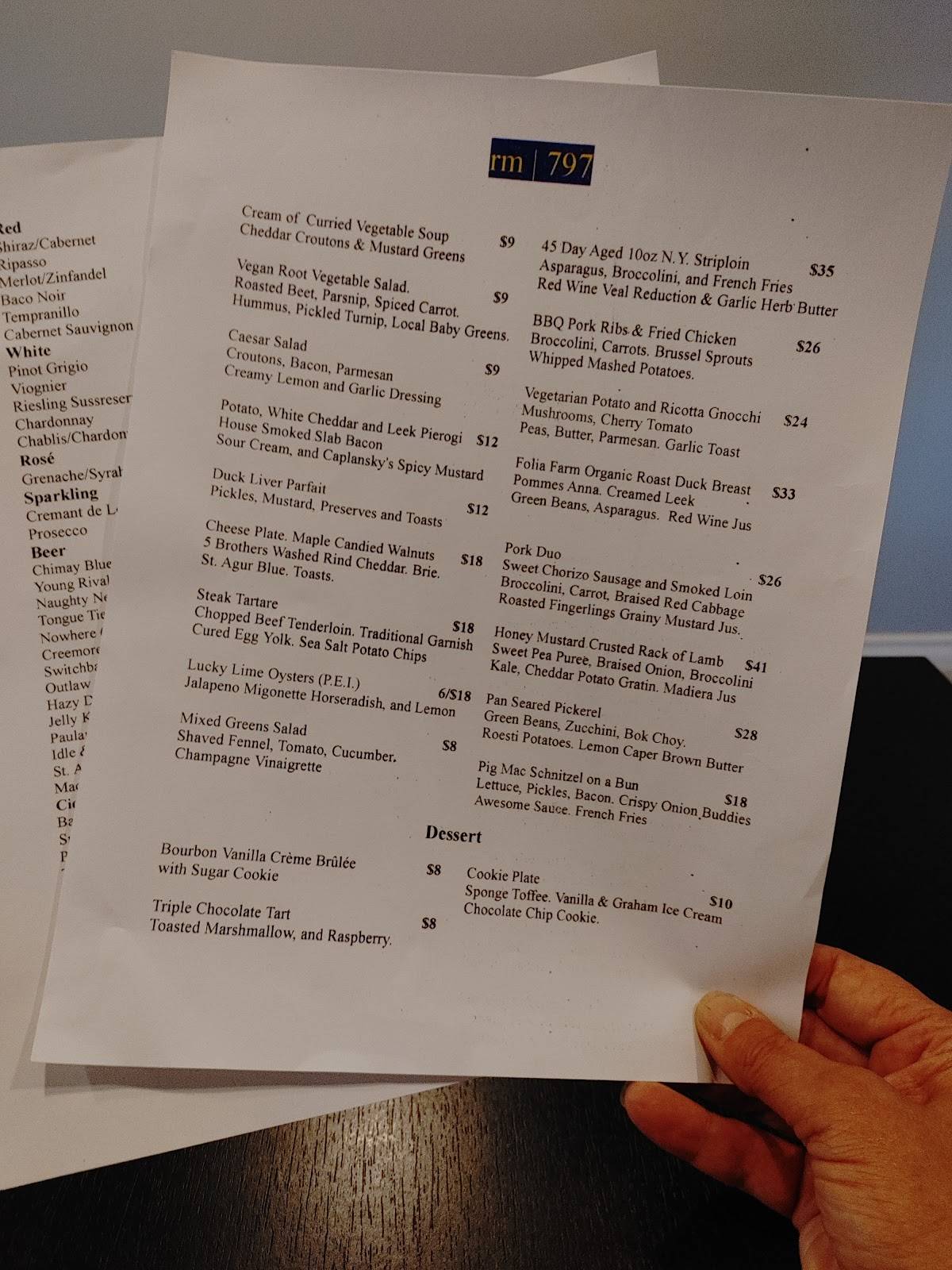 Menu at Room 797 pub & bar, Southampton
